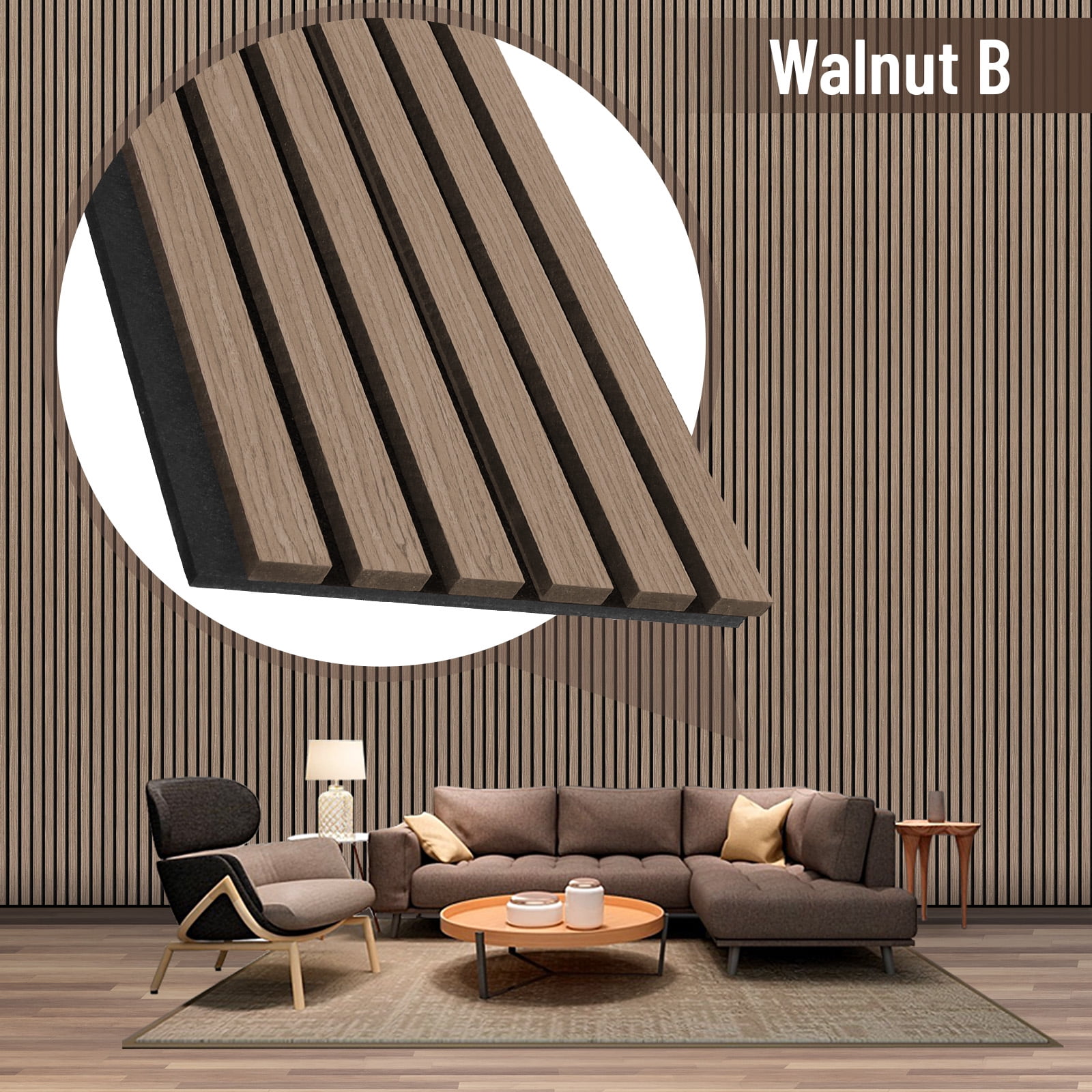 Lanfys Wood Slat Wall Panels, (47.2 x 12.2 inches) Sound-Absorbing Wall ...