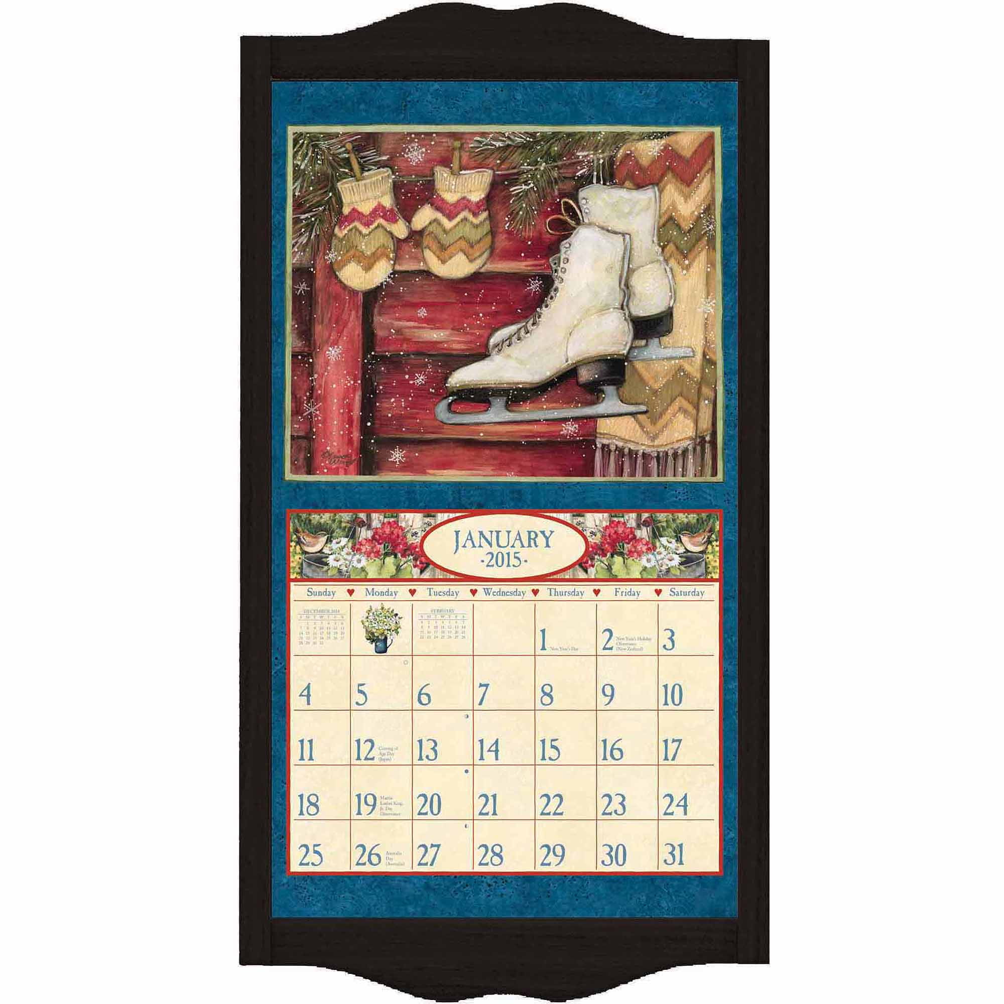 LANG Black Diamond Calendar Frame, Wall Calendar Hanging, Solid Pine ...