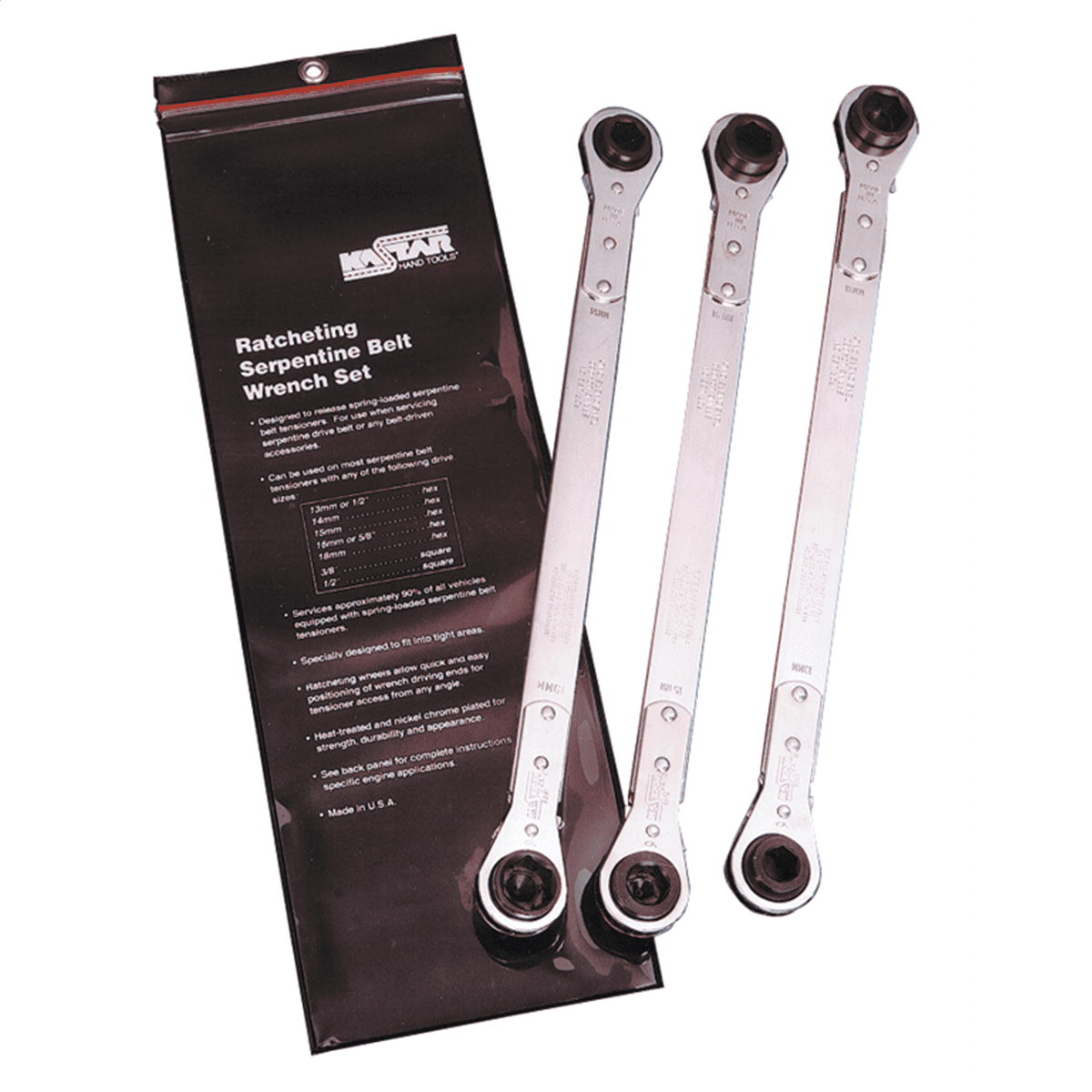 Lang Tools 5344 3 PIece Universal Ratcheting Serpentine Belt Wrench Set ...