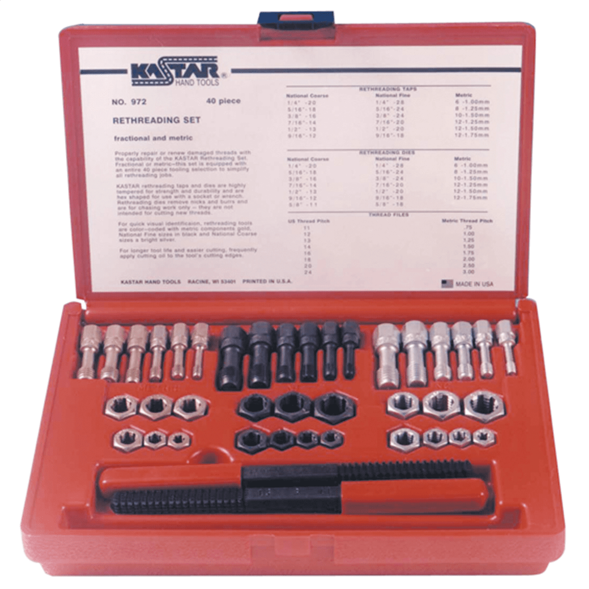 Kastar 972 40-Piece Fractional and Metric Thread Restorer Kit - Walmart.com