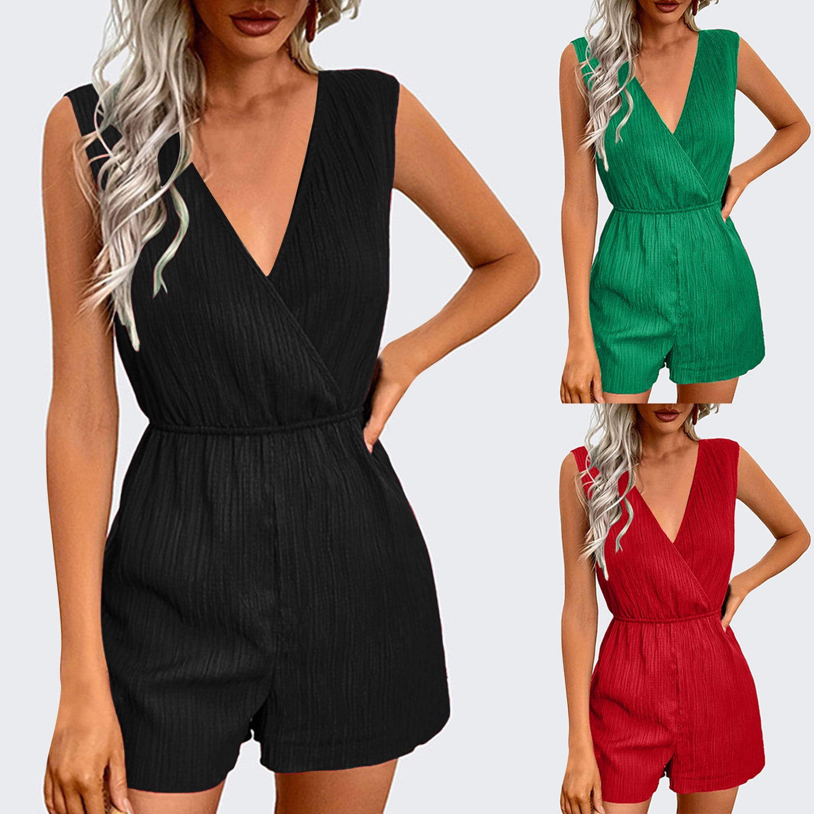 LangJing Womens Rompers 2026 Summer Casual V Neck Sleeveless Overalls ...