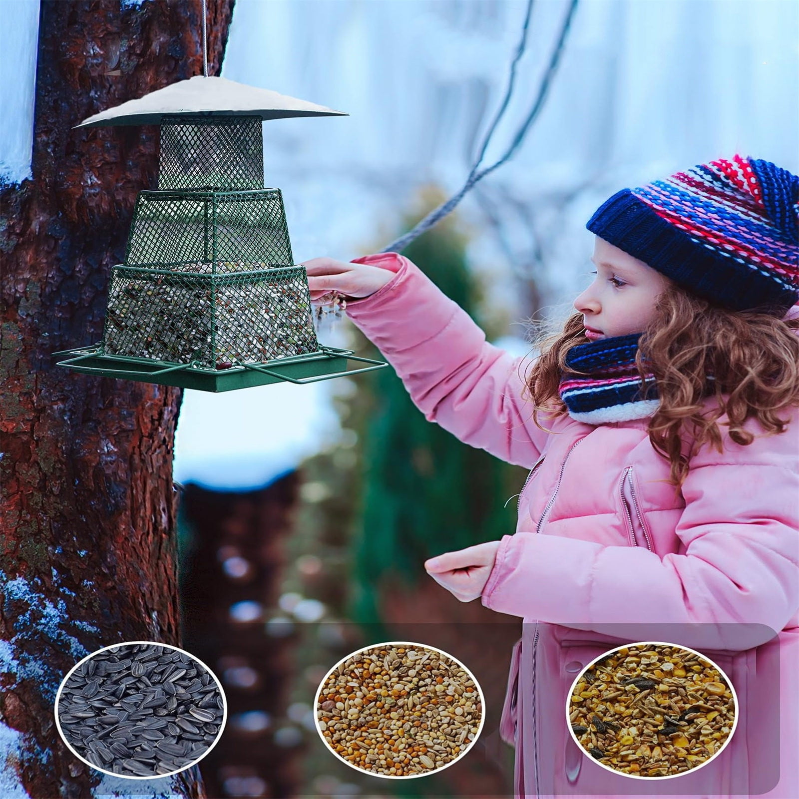 LangPing Cardinal Bird Feeder, Outdoor Hanging Bird Feeder, Rainproof ...