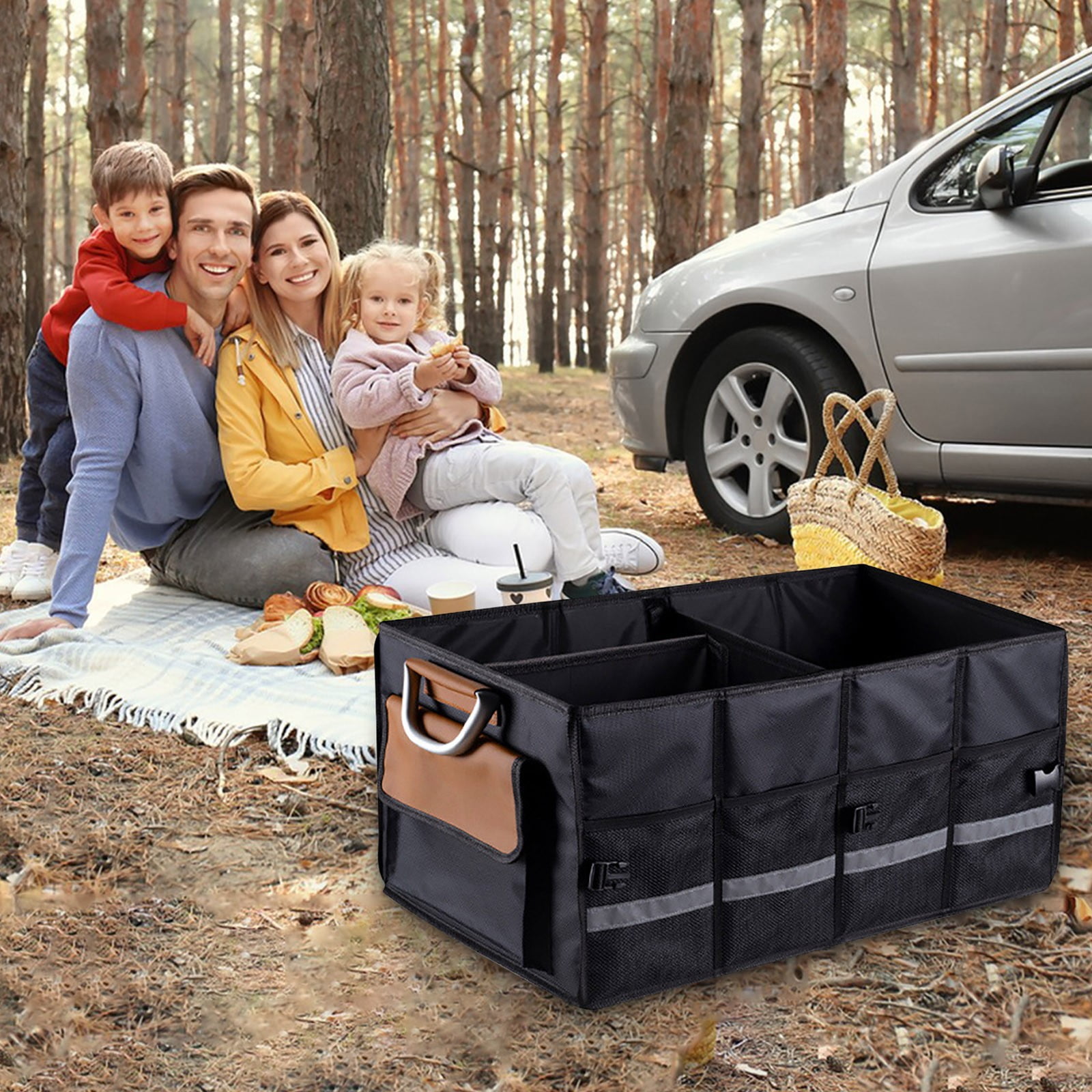 LangPing Compact Car Trunk Organizer, Adjustable Straps, Space-Saving ...