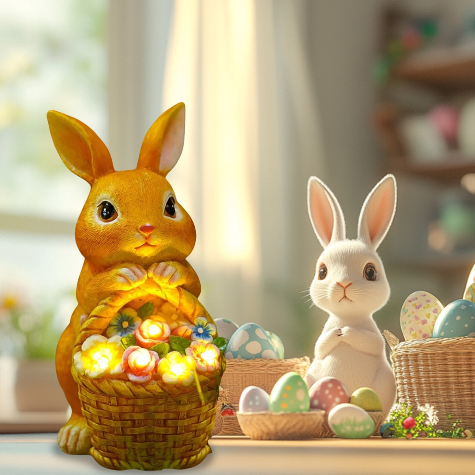 LangPing Creative Solar Bunny Carrying Basket Clearance, Decorative ...