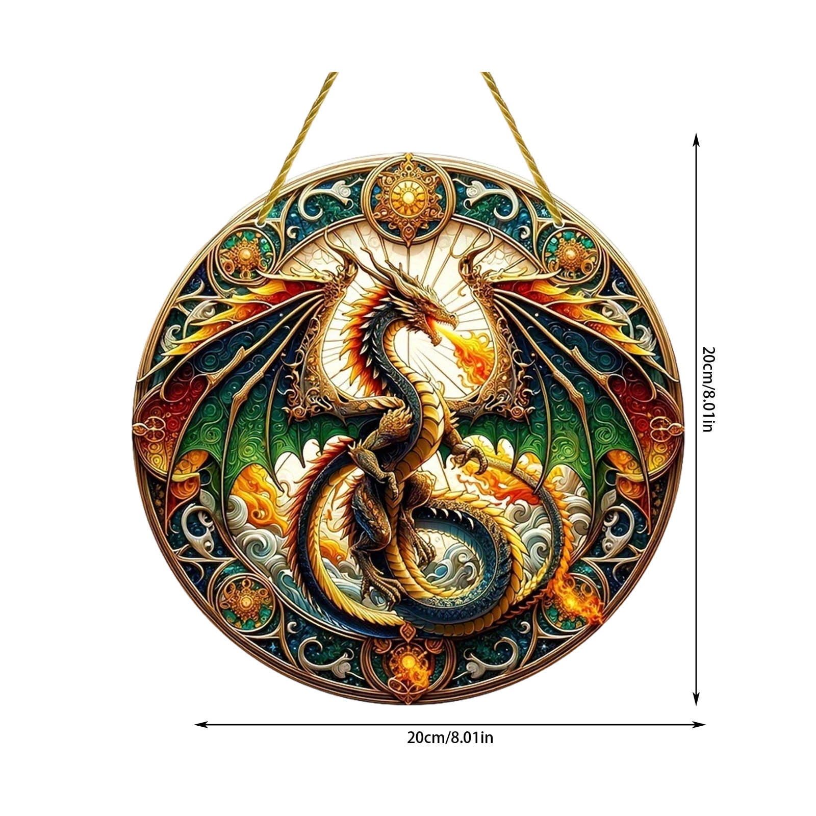 LangPing Dragons Suncatcher, Stained Glass Window Hanging with Hand ...