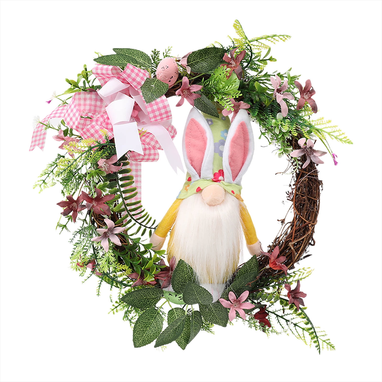 LangPing Easter Front Door Wreath, Easter Feather Wreath Spring ...