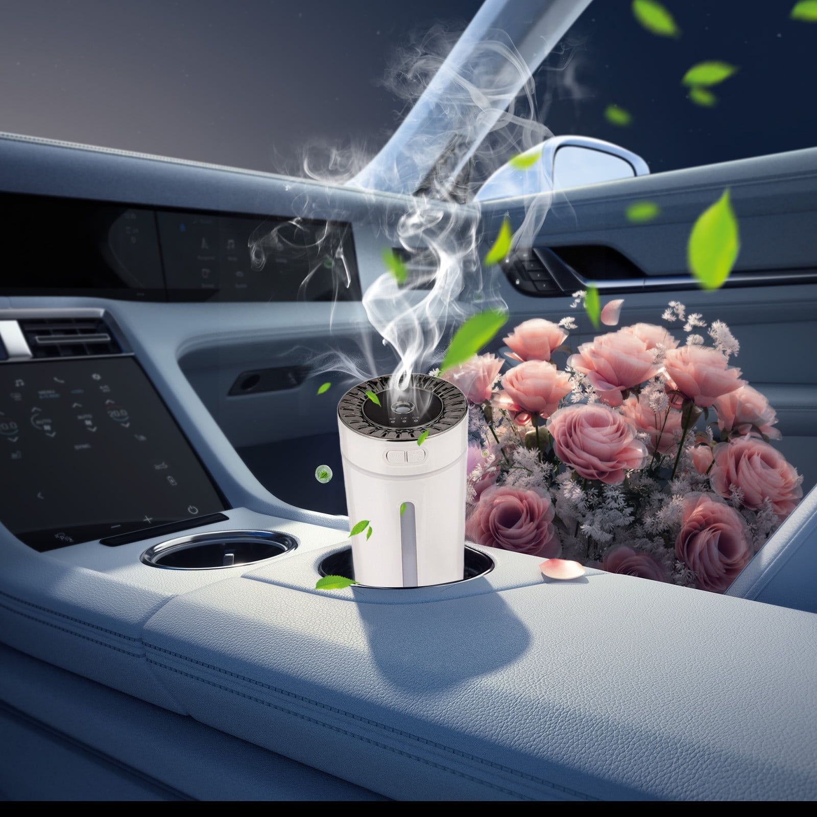 LangPing Flame Car Humidifier With 7Led Color Changing, Car Diffuser ...