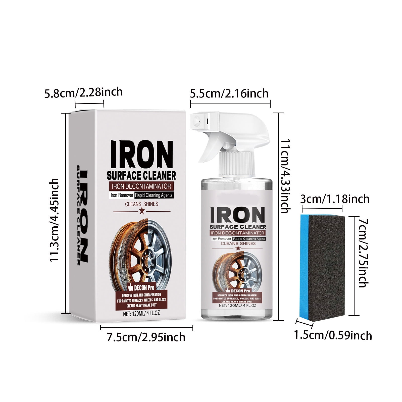 LangPing Iron Powder Remover 8 oz - Car Rust Remover Spray, Rim Iron ...