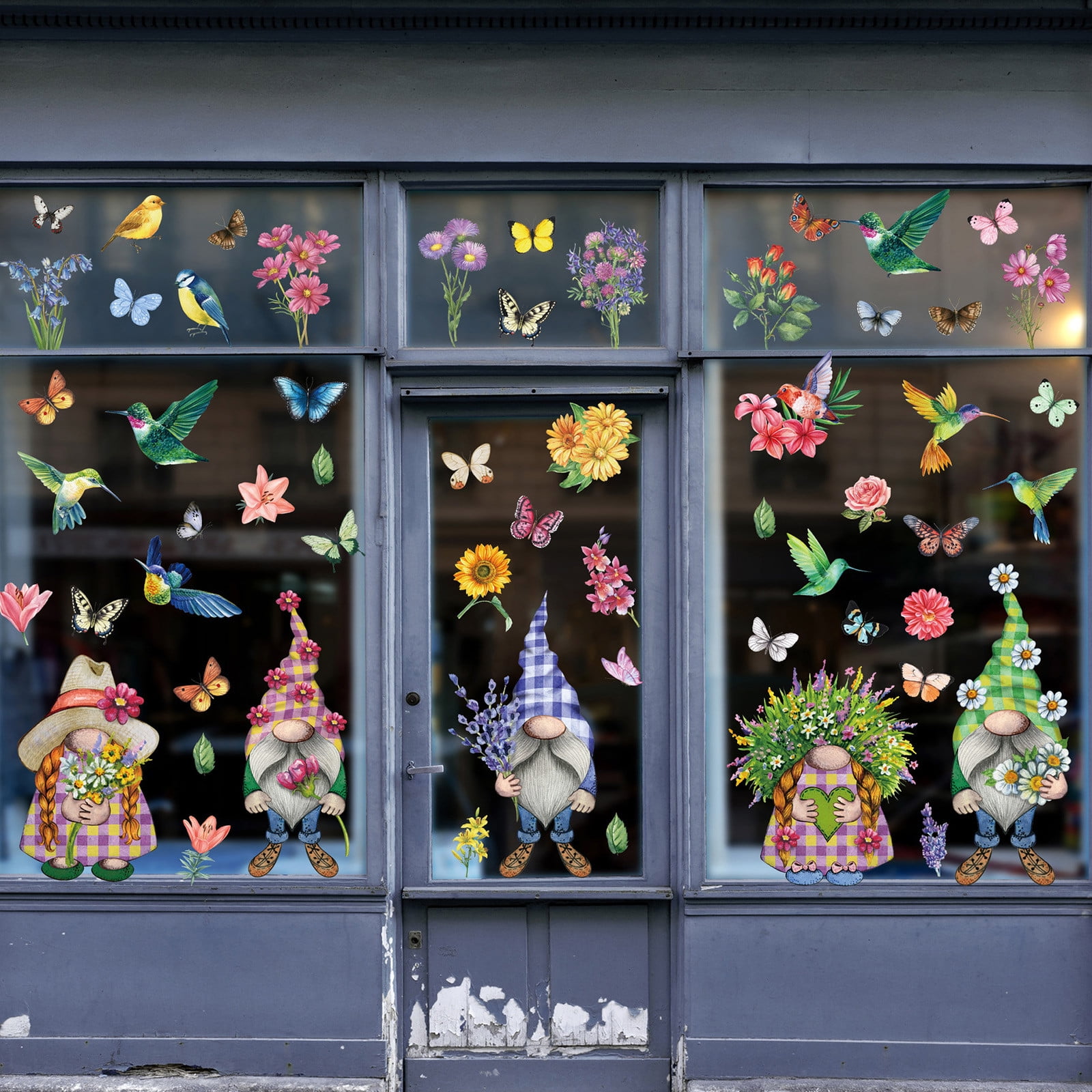 LangPing Spring Window Glass Stickers, 9 Sheets Flower Window Decals ...