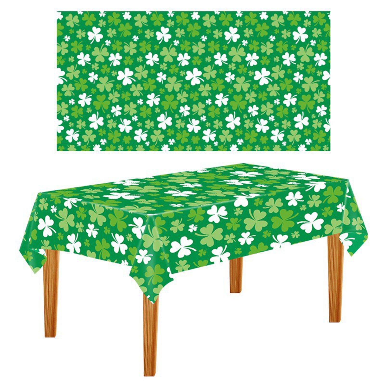 LangPing St. Patrick's Day Vinyl Flannel Tablecloth, Irish Shamrock and ...