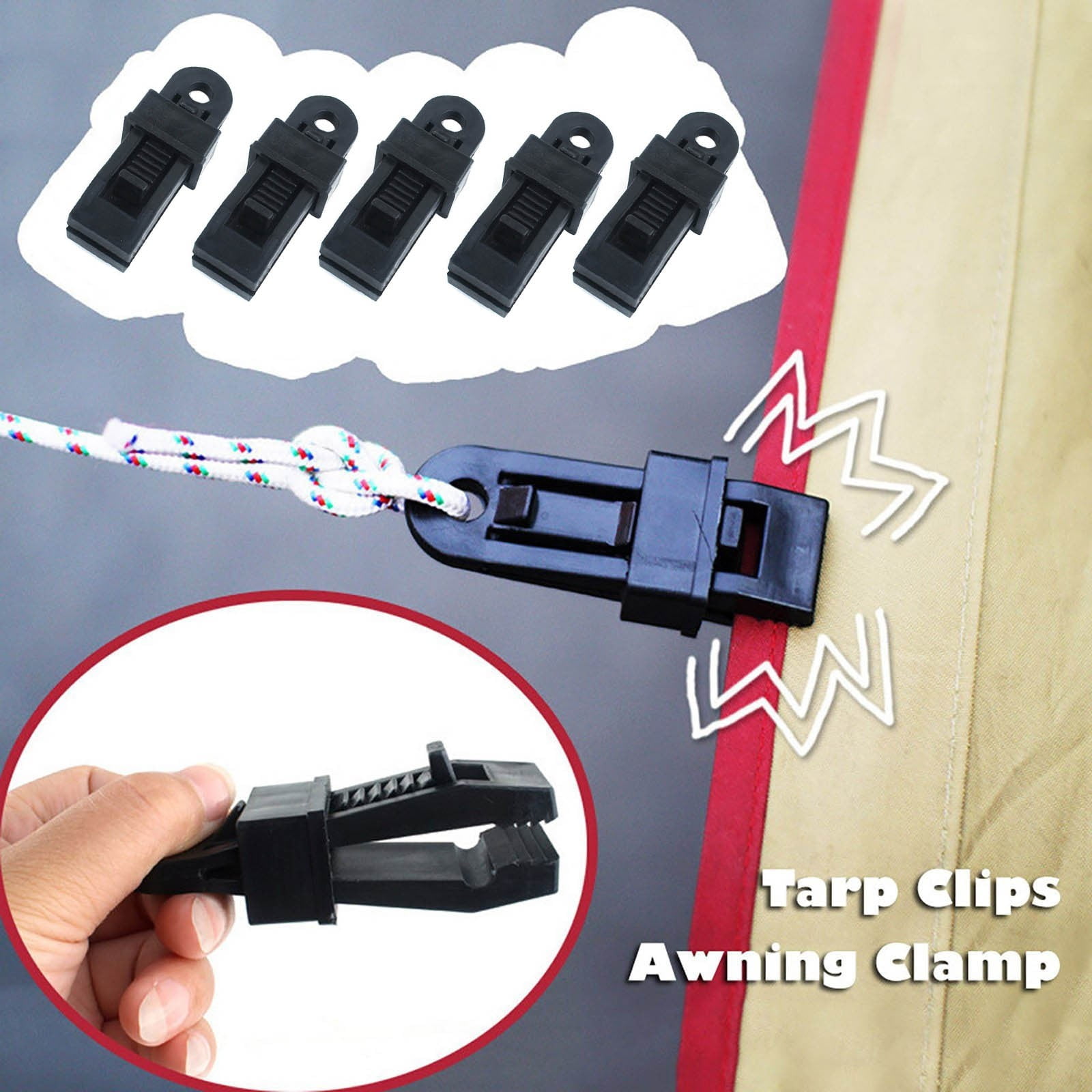 LangPing Tarp Clips, Locking Awning Clamp, Heavy-Duty Survival and ...