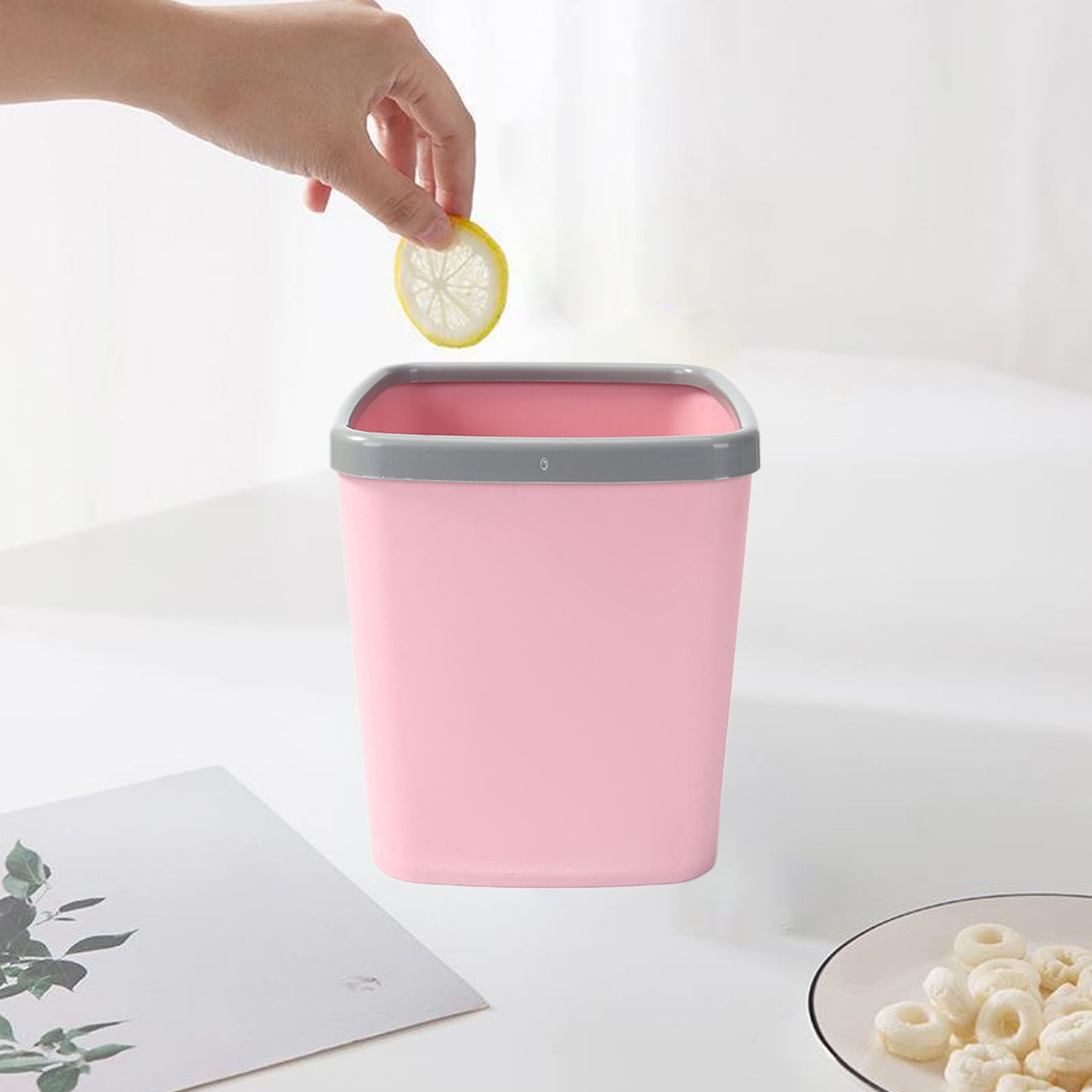 LangPing Trash Can,Small Bathroom Trash Can,Water Hyacinth Wicker Waste ...