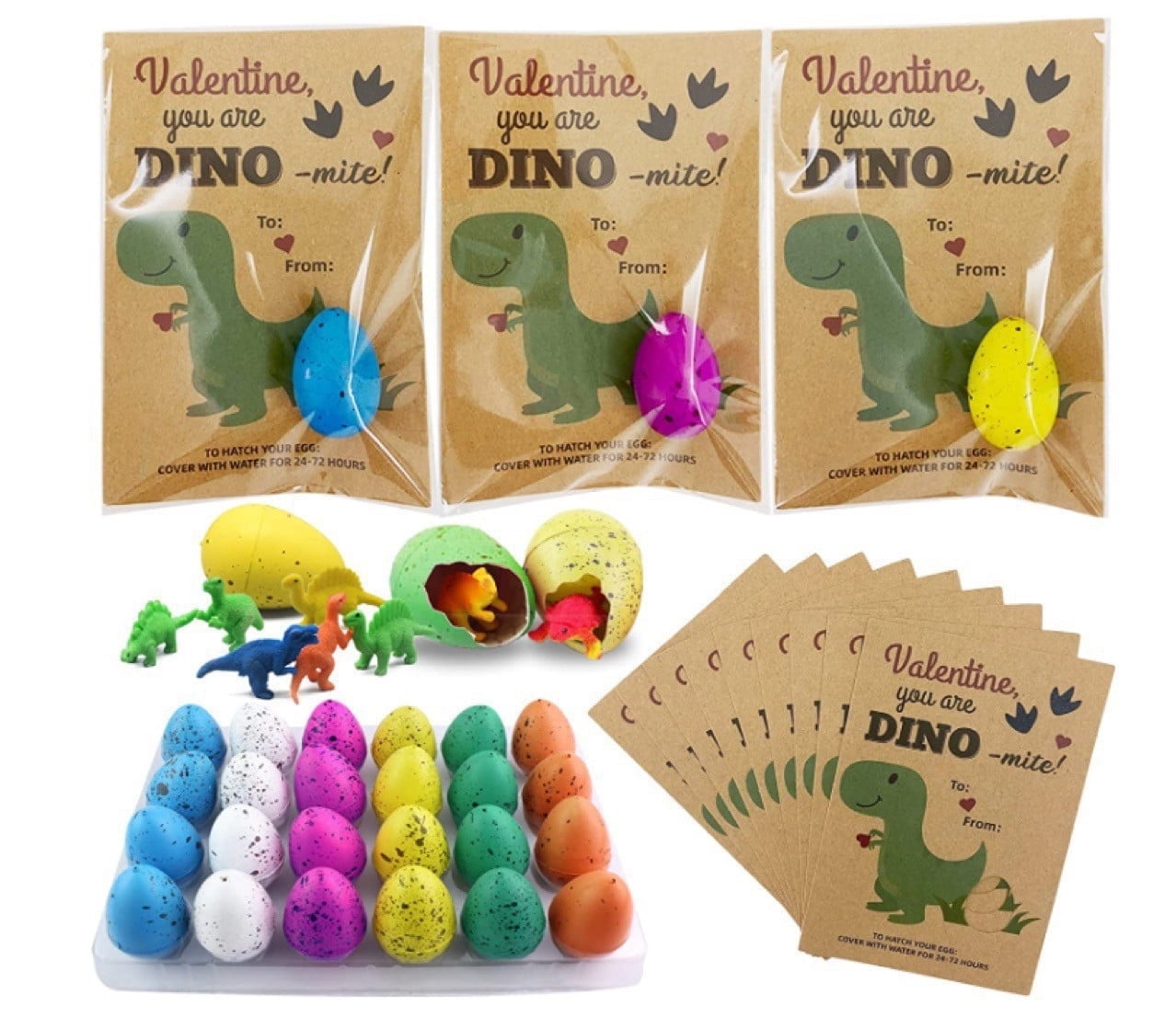 LangPing Valentine's Day Cards for Kids Dinosaur Hatching Water Growing ...