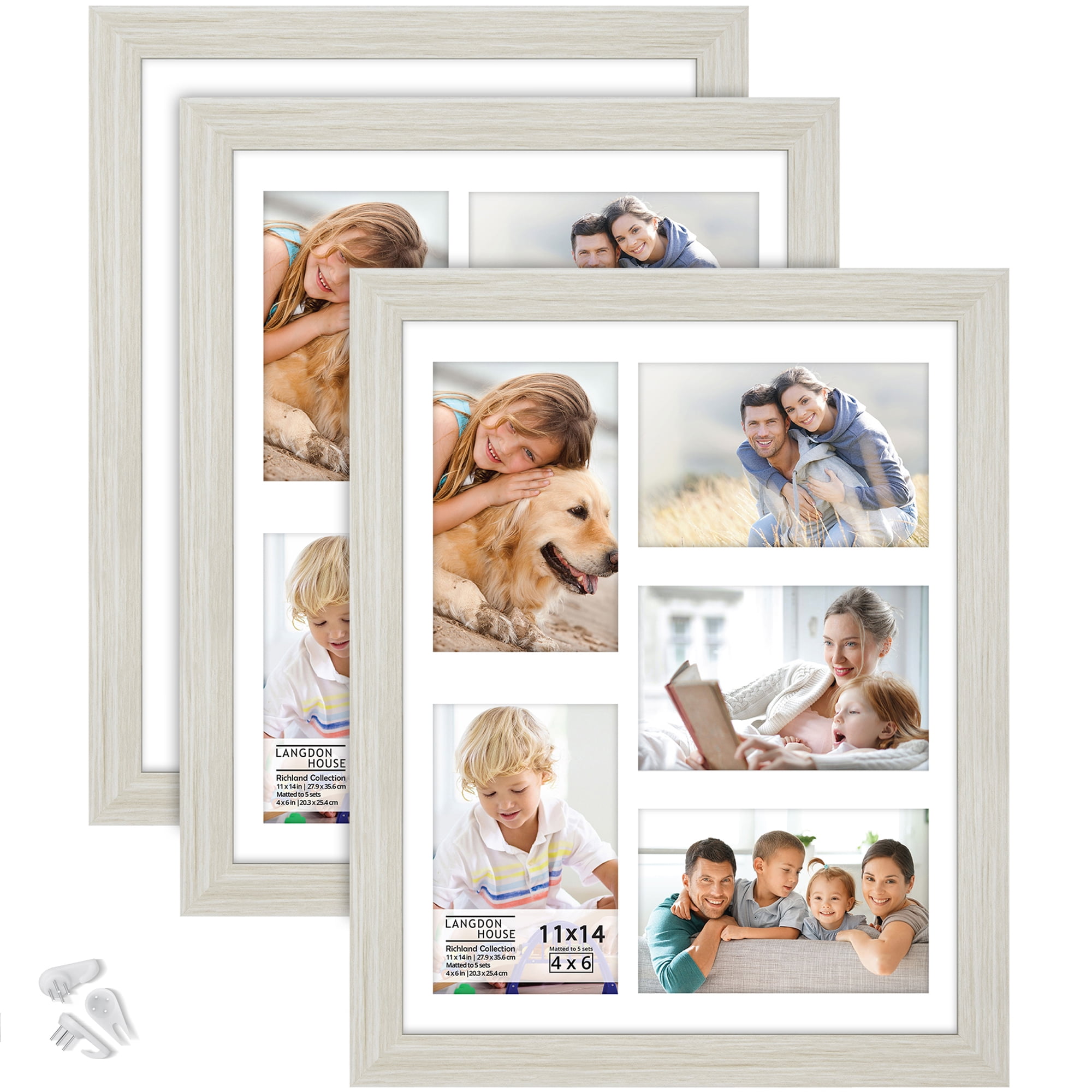 Langdon House 11x14 Almond White Collage Frames w/ Mat for 5 - 4x6 ...