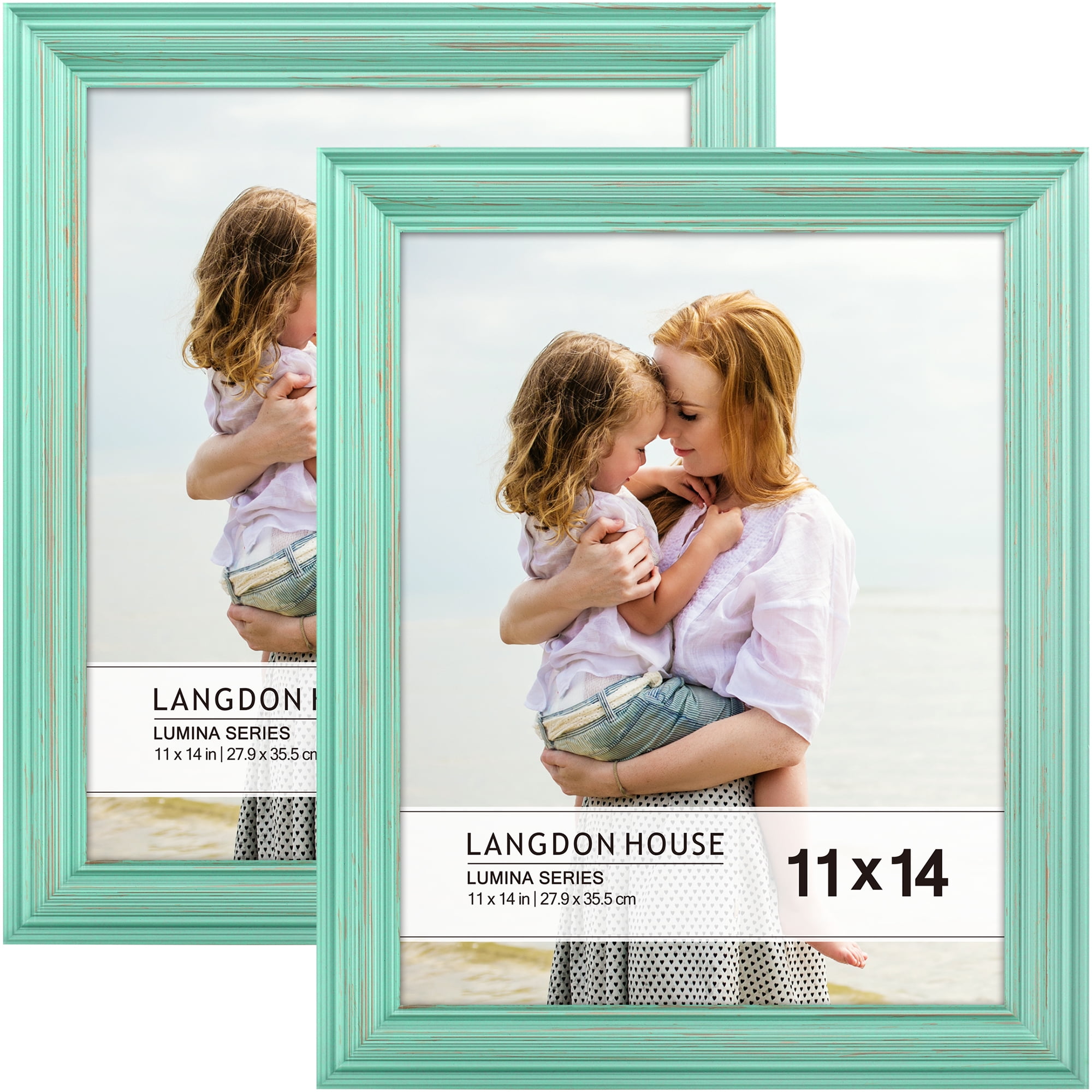 Langdon House 11x14 Eggshell Blue Real Wood Picture Frames with Gold ...