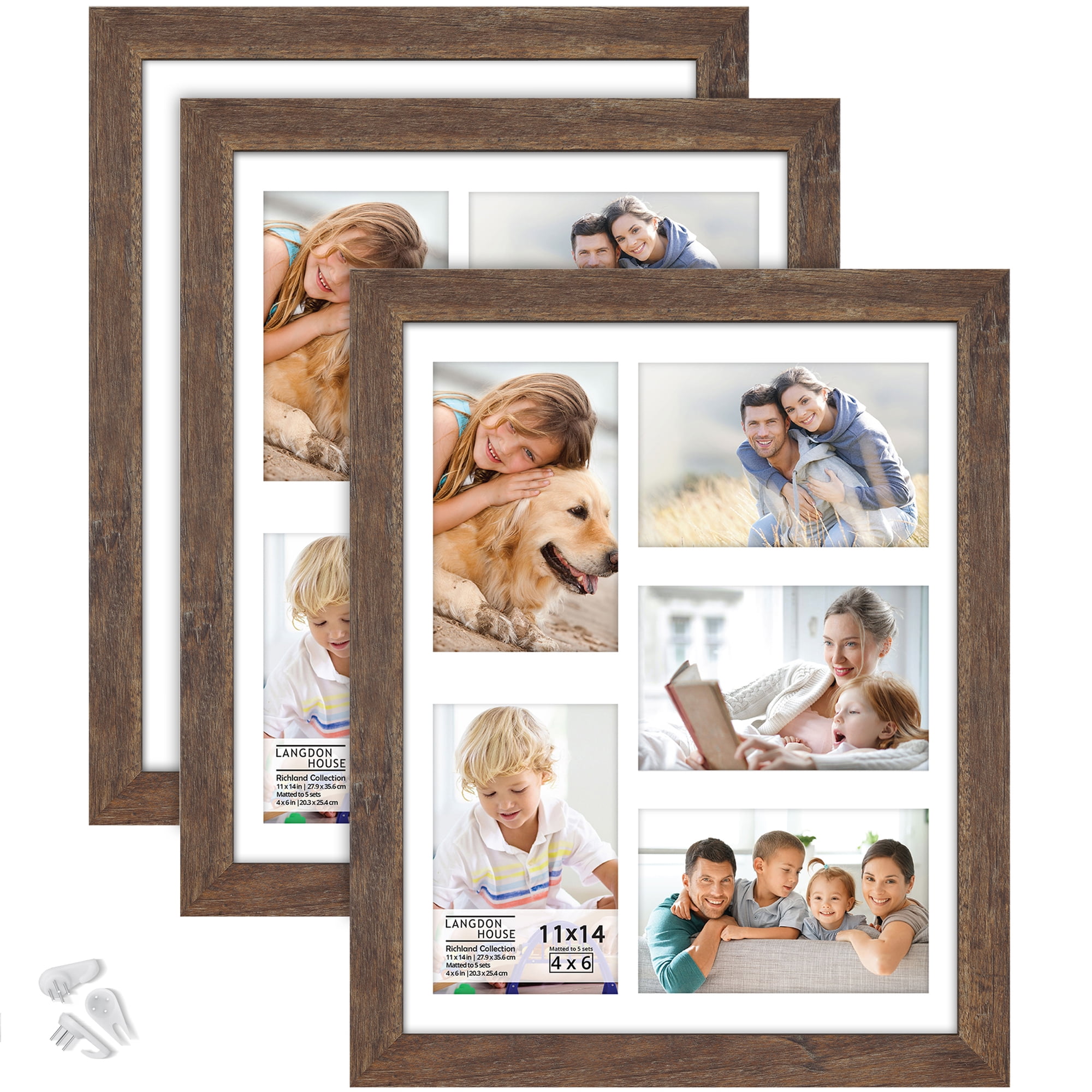 Langdon House 11x14 Rustic Brown Collage Frames w/ Mat for 5 - 4x6 ...