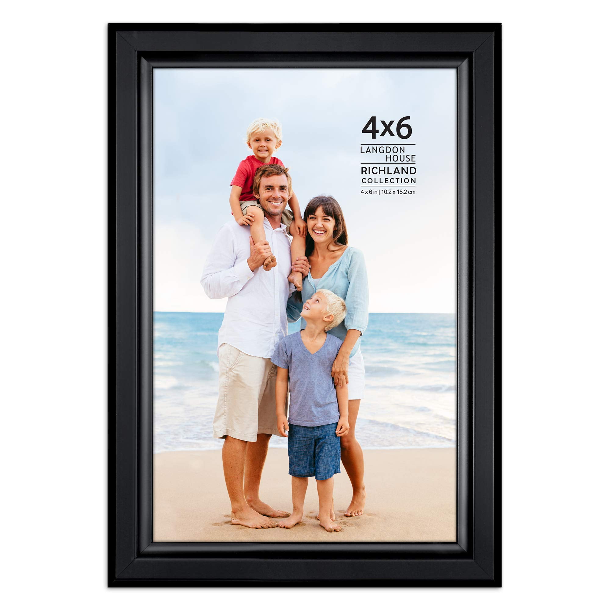 Langdon House 4x6 Black Picture Frame, Modern Style, Satin Finish ...