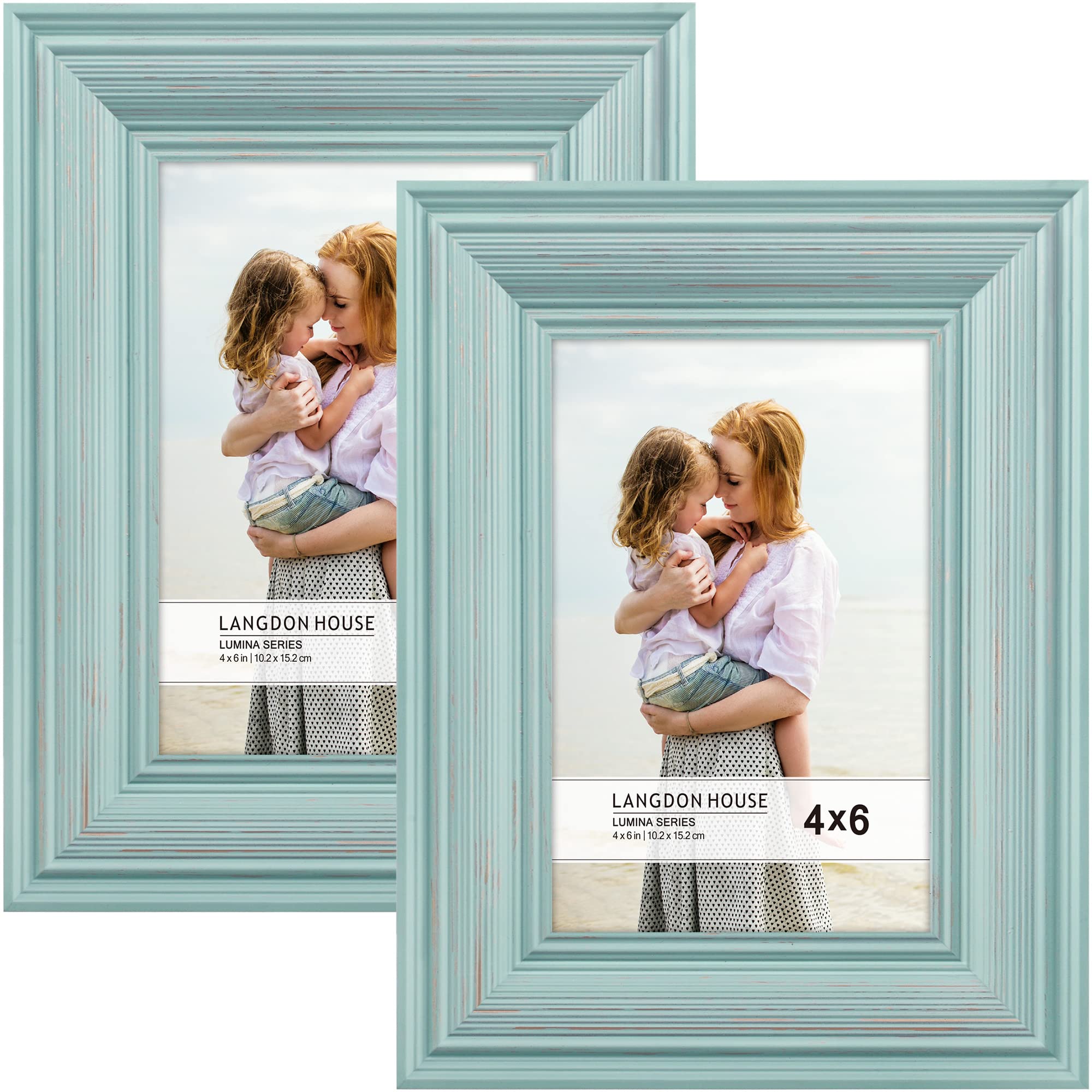 Langdon House 8x10 Eggshell Blue Real Wood Picture Frames with Gold ...