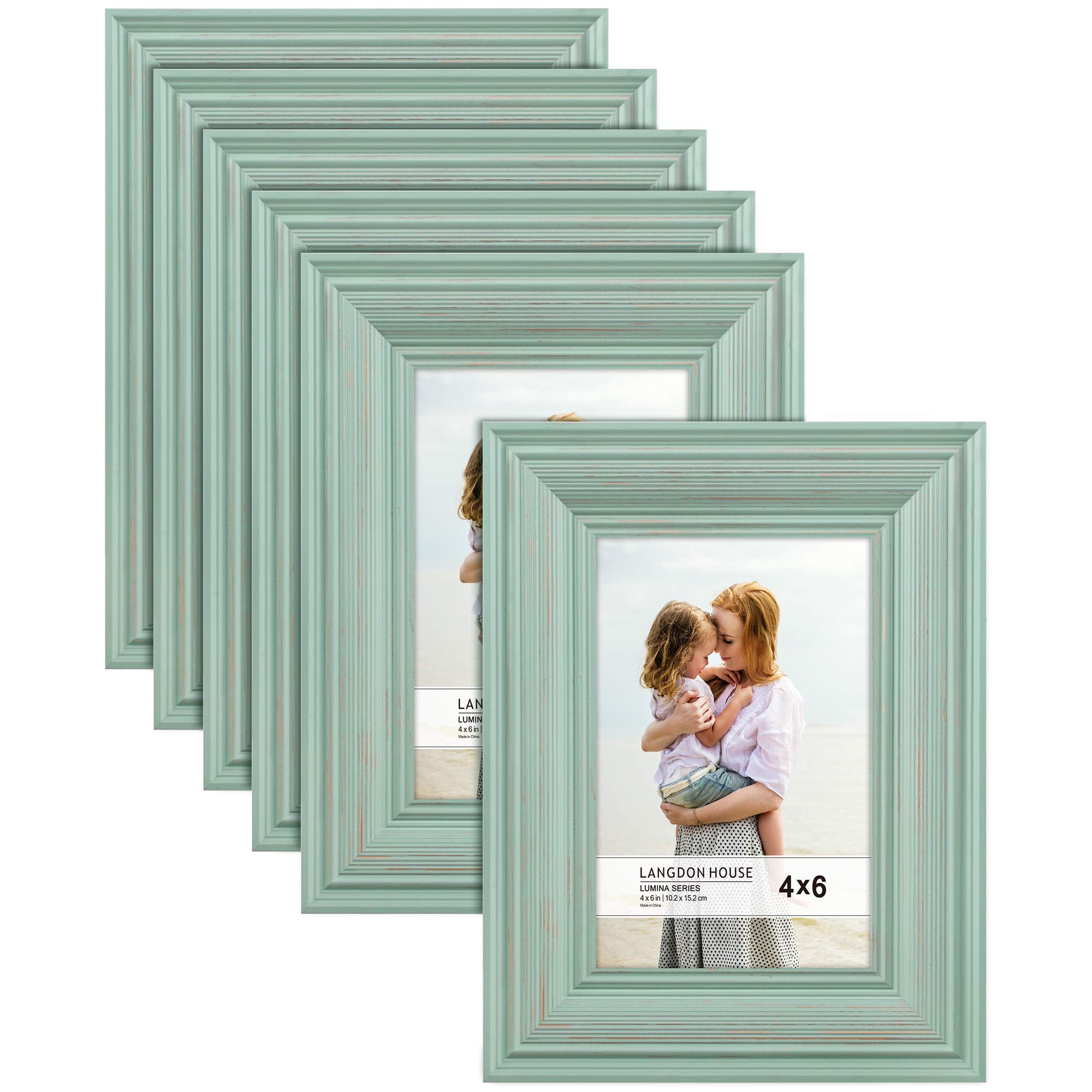 Langdon House 4x6 Eggshell Blue Real Wood Picture Frames with Gold ...