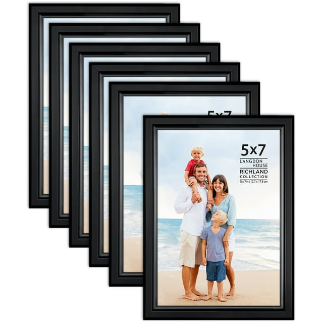 Langdon House 6 Pack 5x7 Black Picture Frames, Modern Style, Richland ...