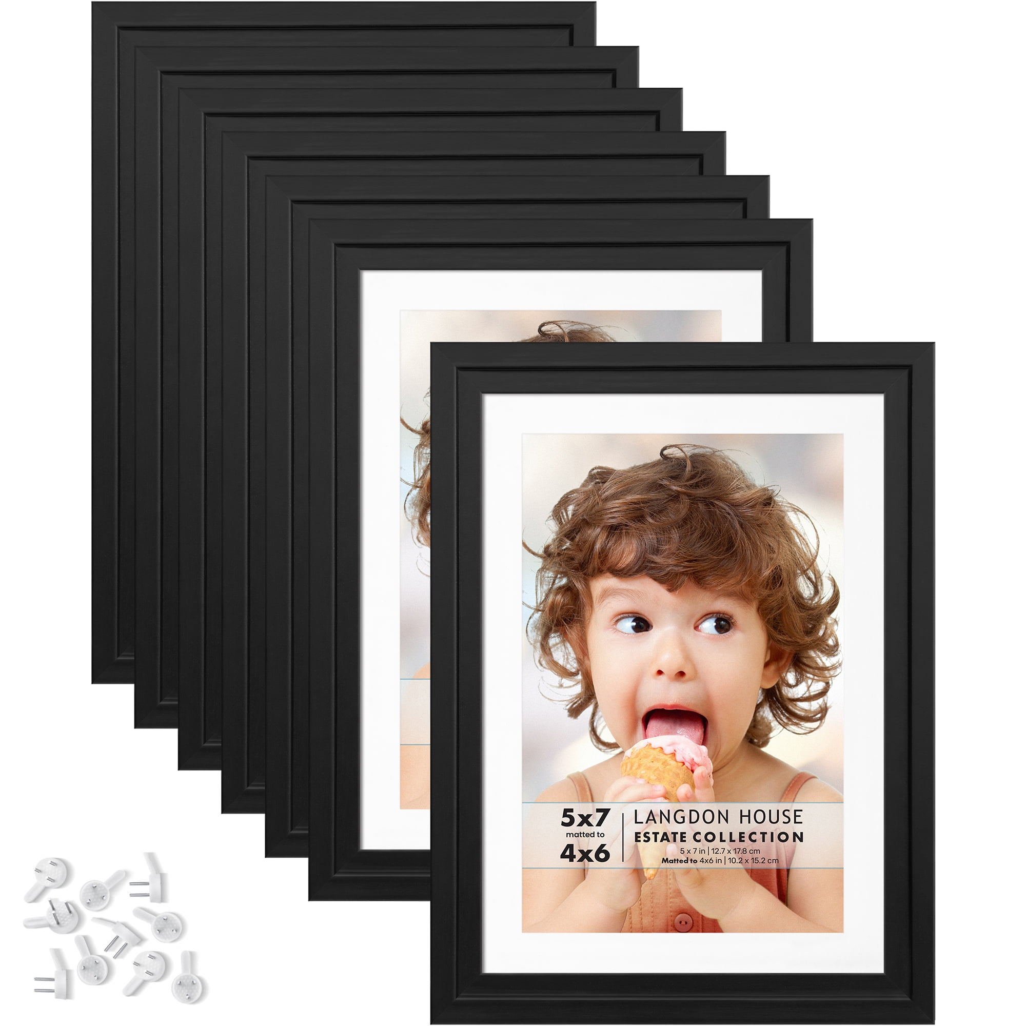 Langdon House 5x7 Black Picture Frames with Mats, 10 Pack, Estate Wall ...