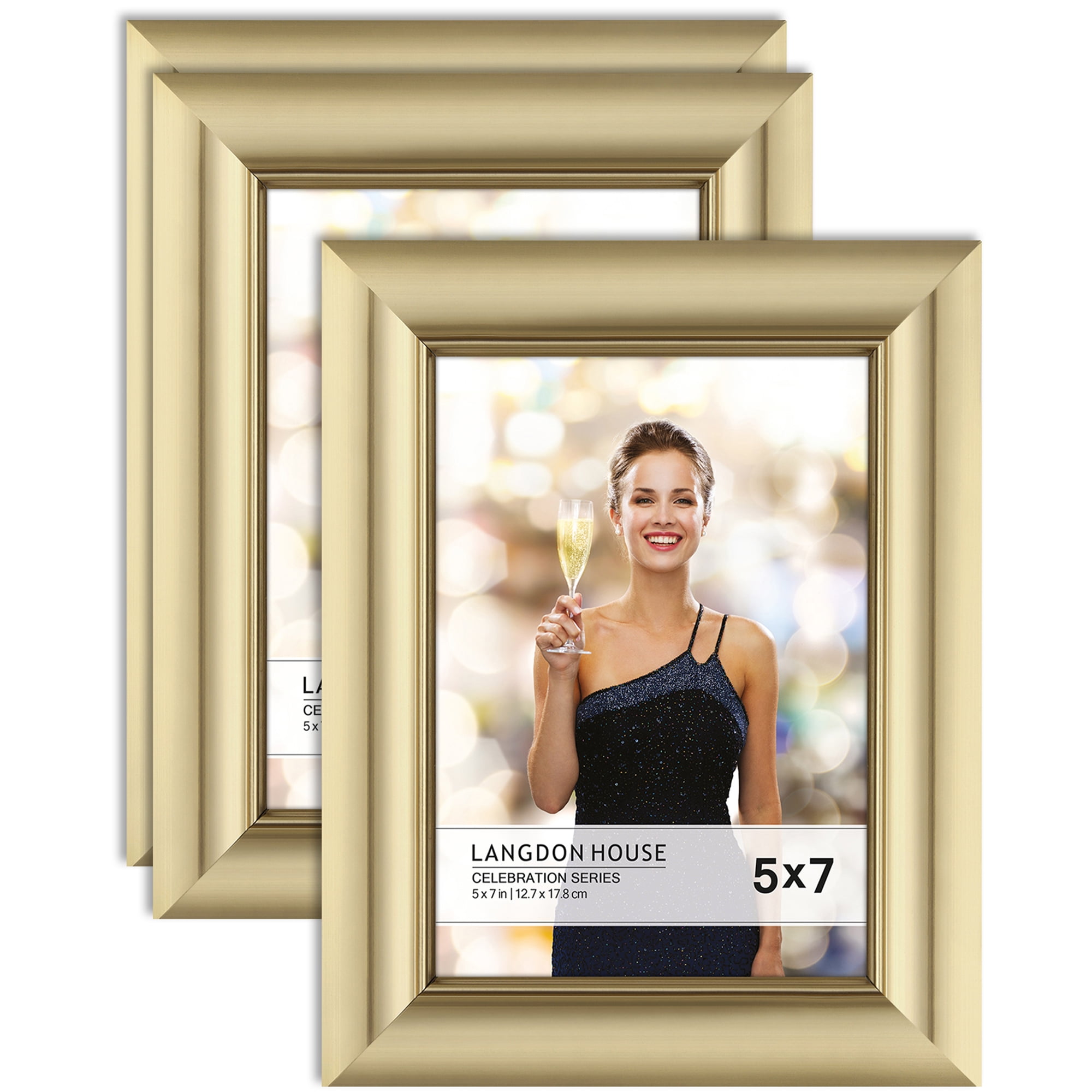 Langdon House 5x7 Gold Picture Frame, 3 Pack, Glam Style, Horizontal ...