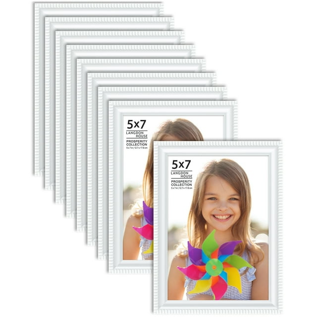 Langdon House 5x7 White Picture Frames, 12 Pack, Prosperity Tabletop ...