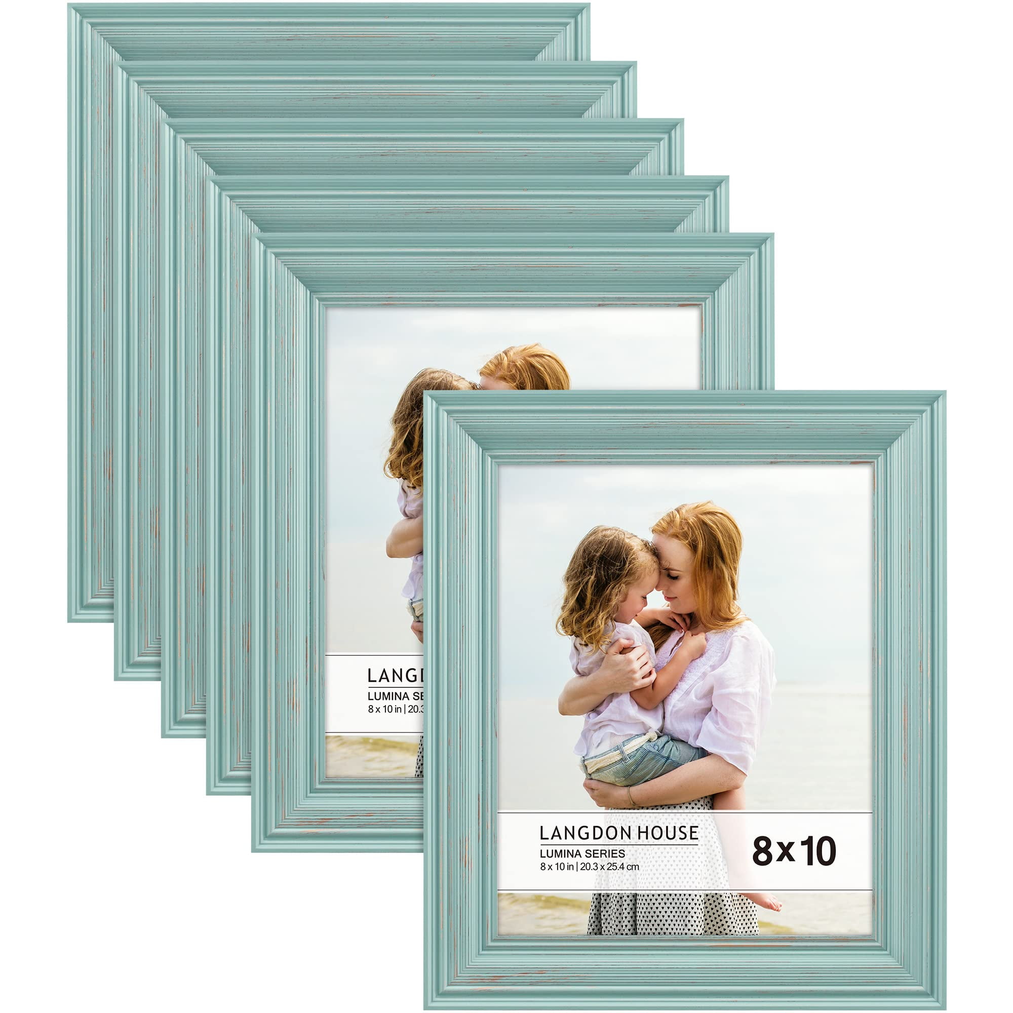 Langdon House 8x10 Eggshell Blue Real Wood Picture Frames with Gold ...