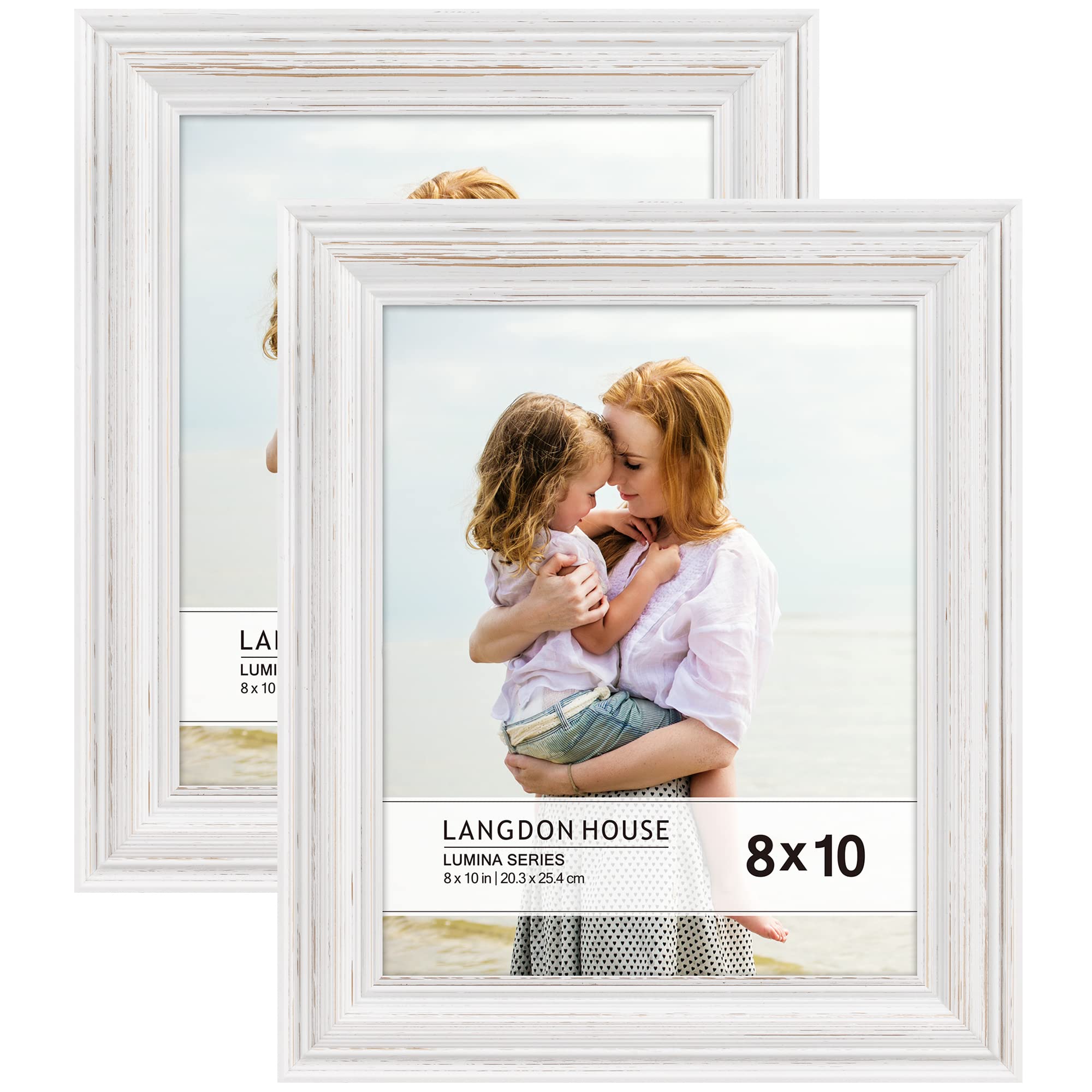 Langdon House 8x10 Eggshell Blue Real Wood Picture Frames with Gold ...