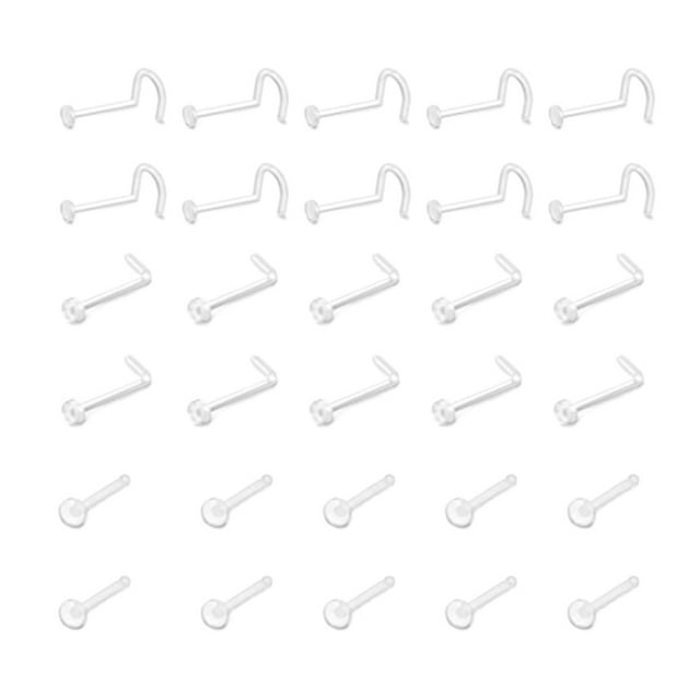 RENACLIPY Nose Rings Straight Plastic Piercing Retainer 60Pcs - Walmart.com
