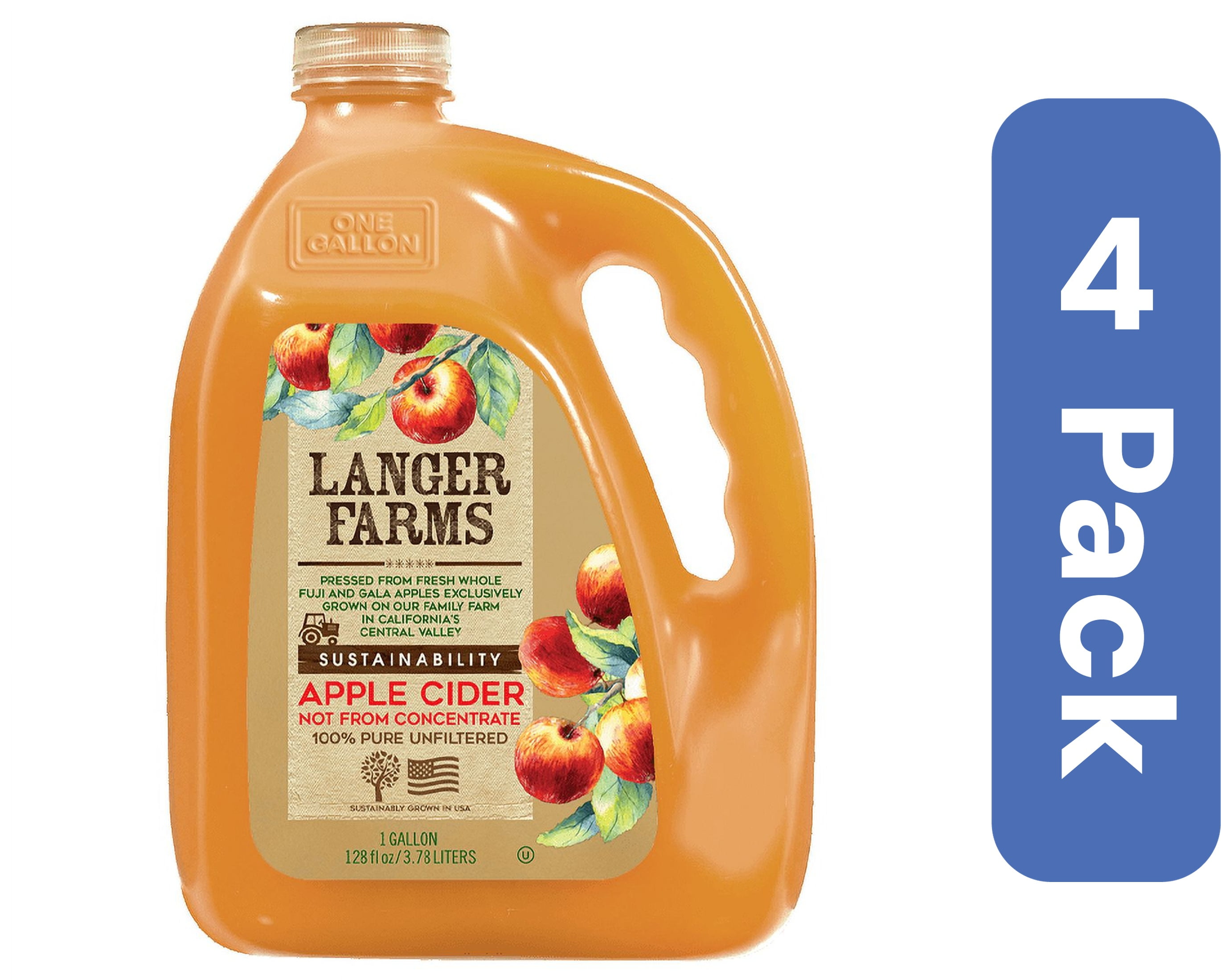 Langers Unfiltered Apple Cider Juice 128 fl oz (Pack Of 4) - Walmart.com