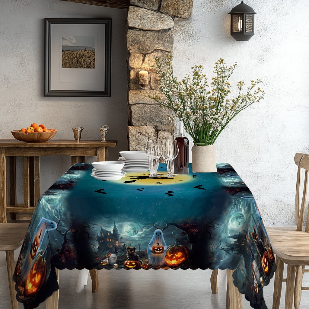 Langever Halloween Spooky Tablecloth 55×70" – Ghost, spider web ...