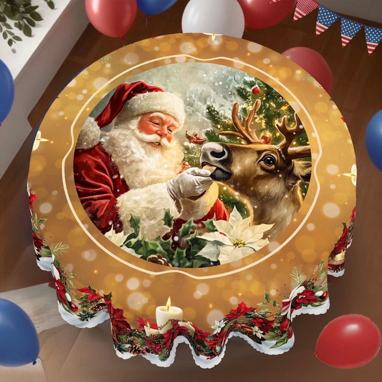 Langever Holiday Christmas Tablecloth – Bright Christmas Trees, Cheery ...
