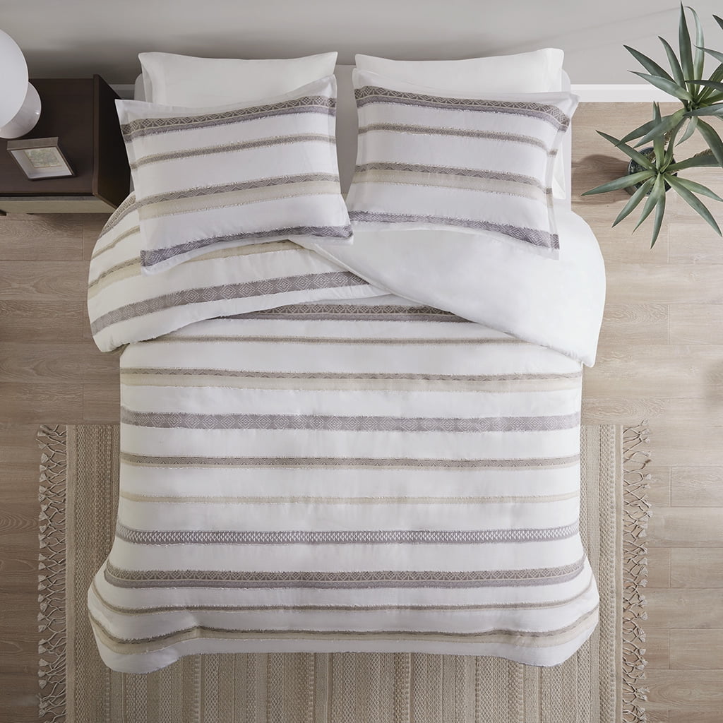 Langley 3 Piece Clipped Jacquard Duvet Cover Set - Walmart.com