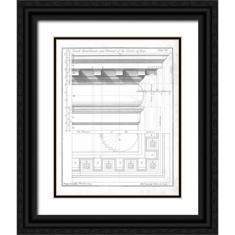 Langley, Batty 12x14 Black Ornate Wood Framed with Double Matting ...