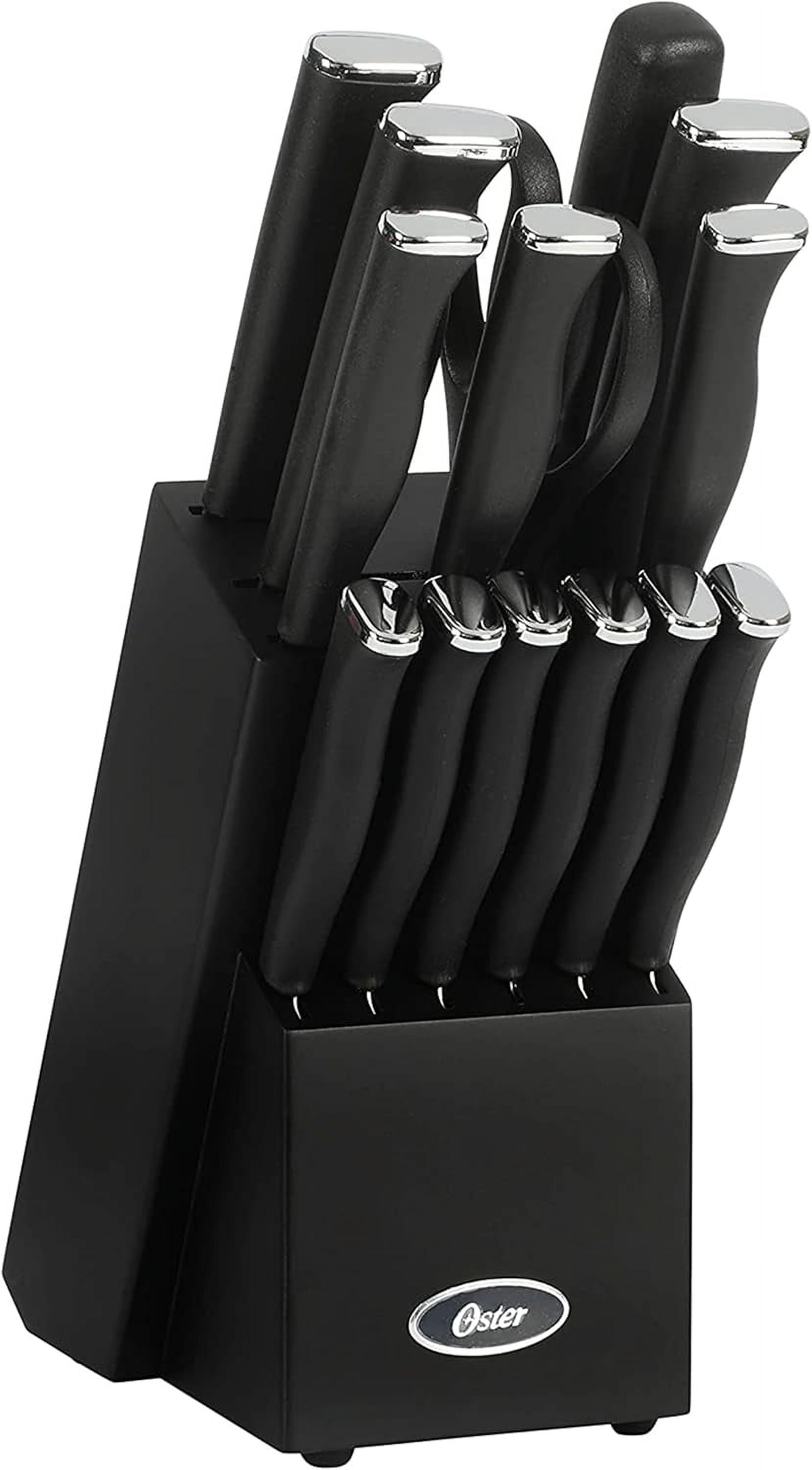 Langmore 15 Piece Stainless Steel Cutlery Knife Block Set with Black ...