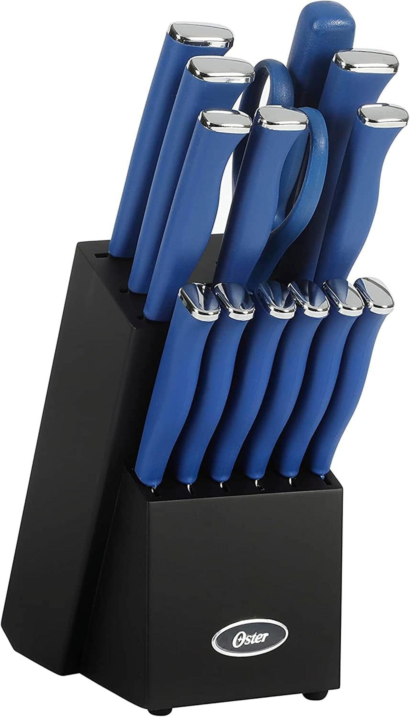 Langmore 15 Piece Stainless Steel Cutlery Knife Block Set with Black ...