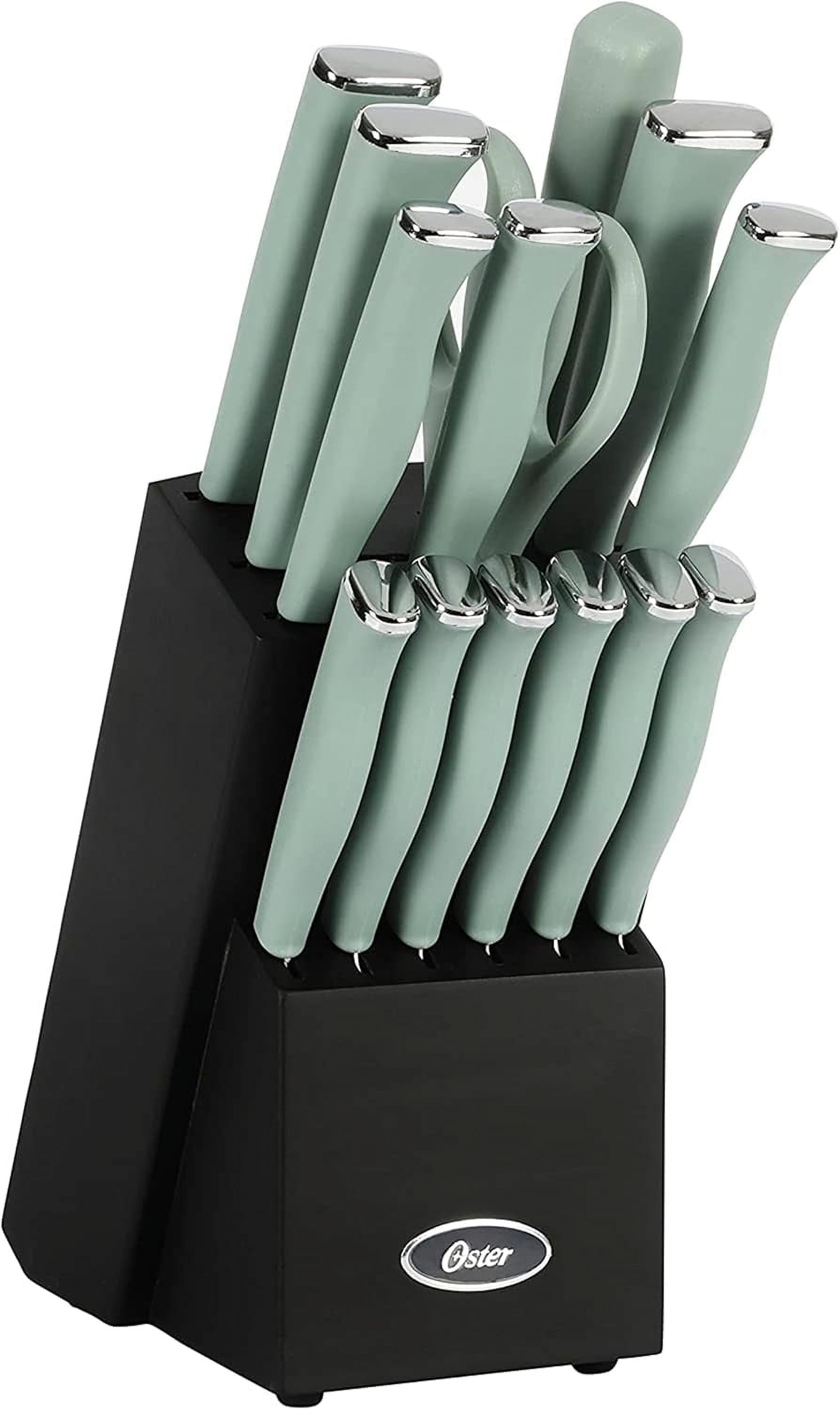 Langmore 15 Piece Stainless Steel Cutlery Knife Block Set with Black ...
