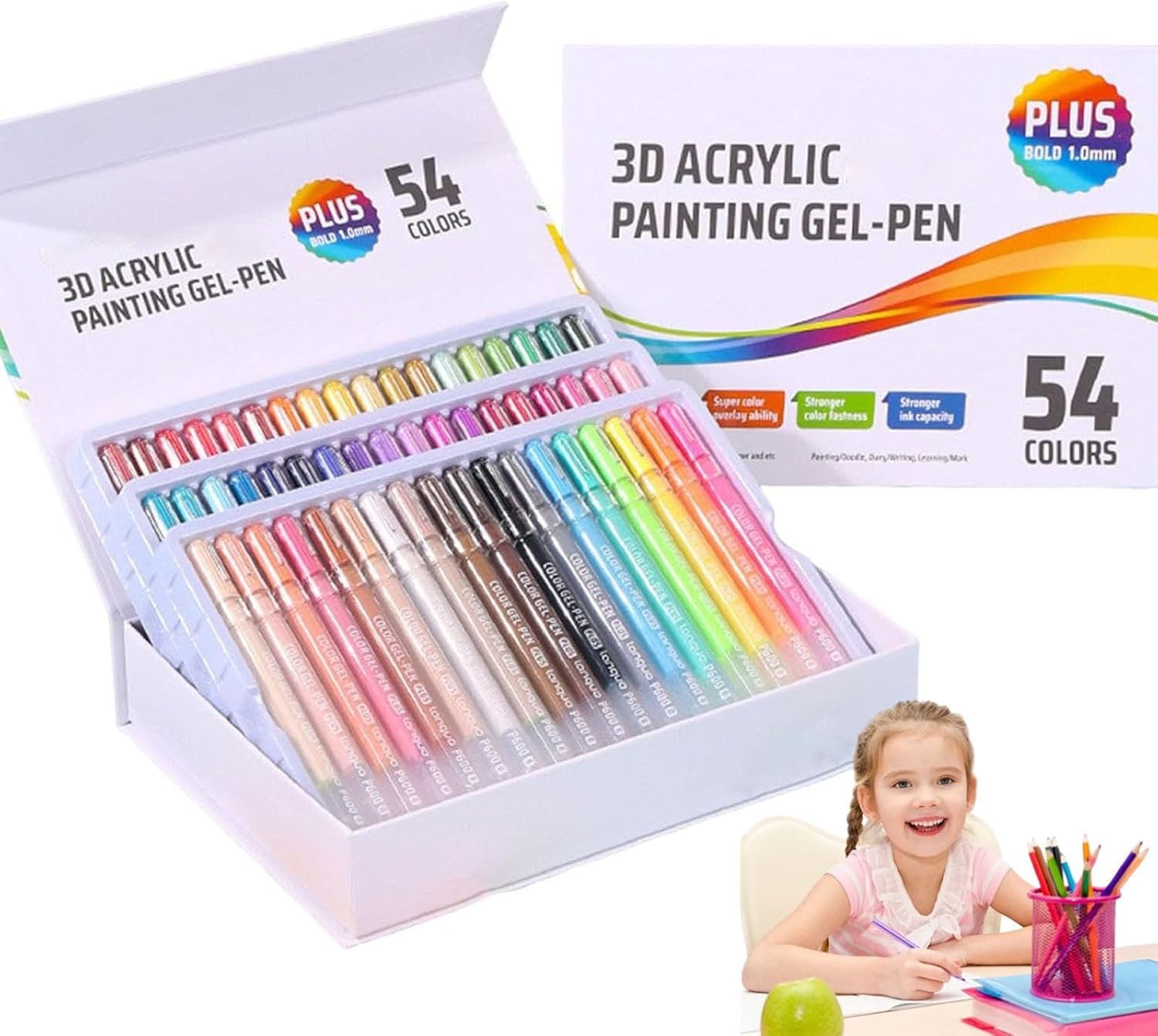 Langou 3D Acrylic Painting Gel Pens,3D Acrylic Gel Pen,Glitter Gel Pens for Adult Coloring ...