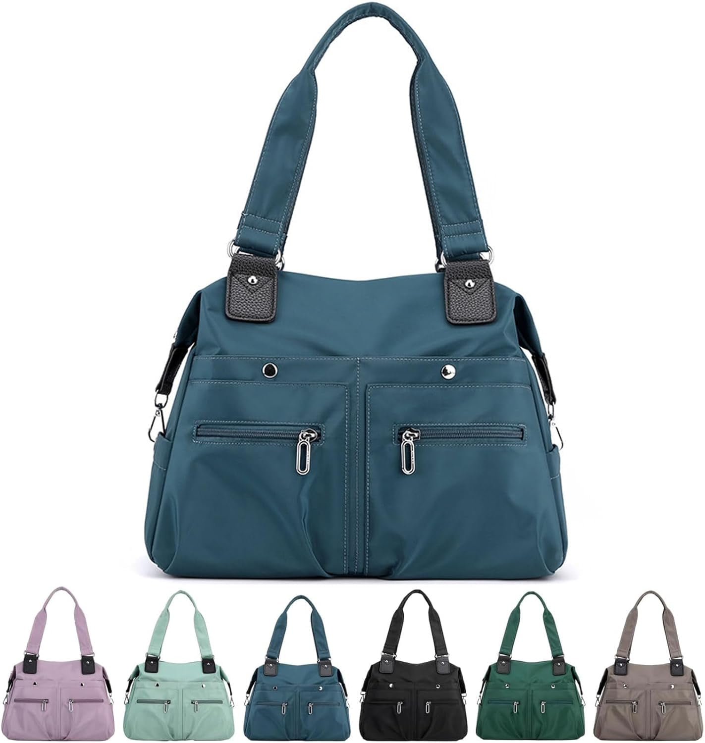 Langrents Nylon Tote Bag, Large Capacity Waterproof Muiti Pocket ...