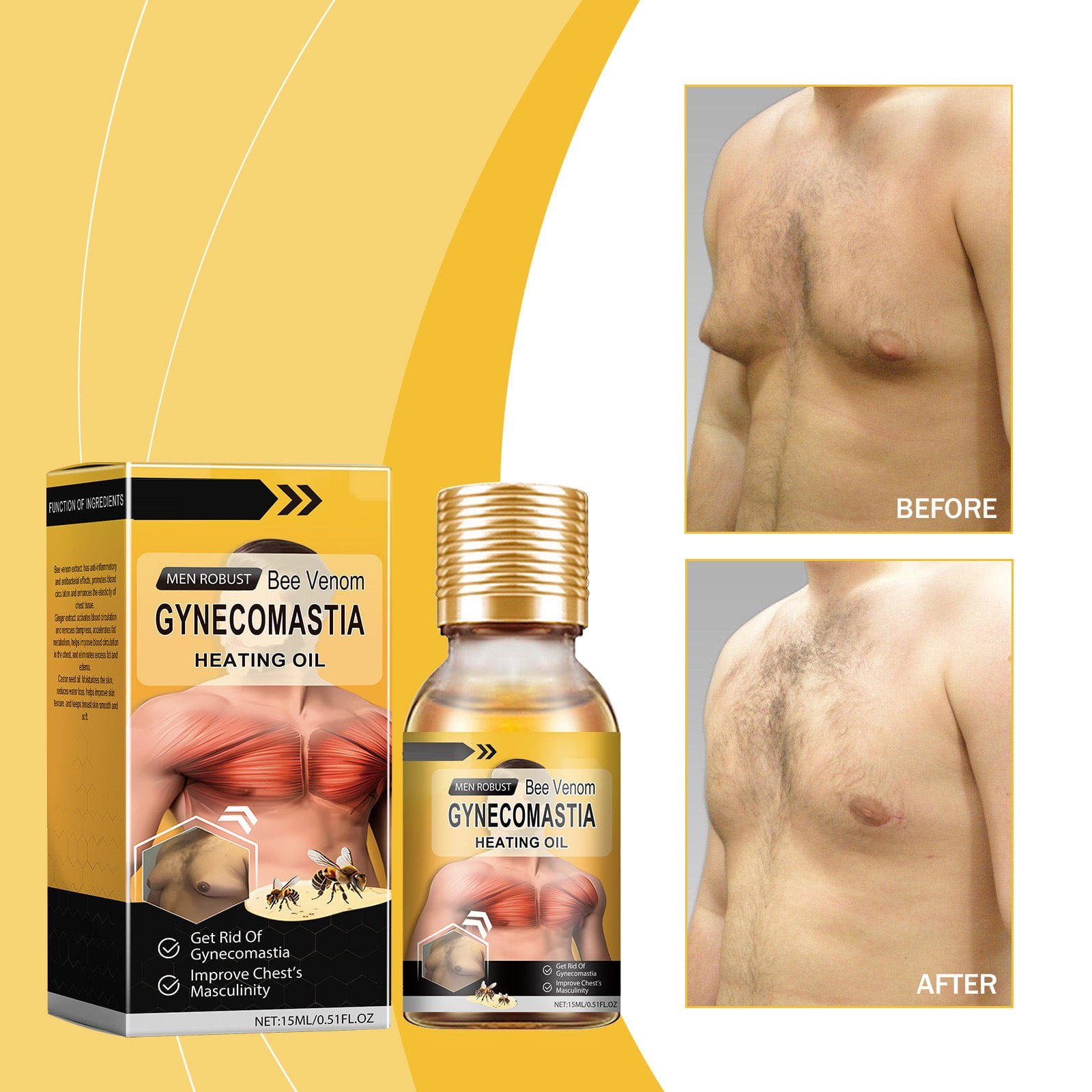 Langruiwanju Women Beauty! Bee Gynecomastia Heating Oil, Best Men Bee ...