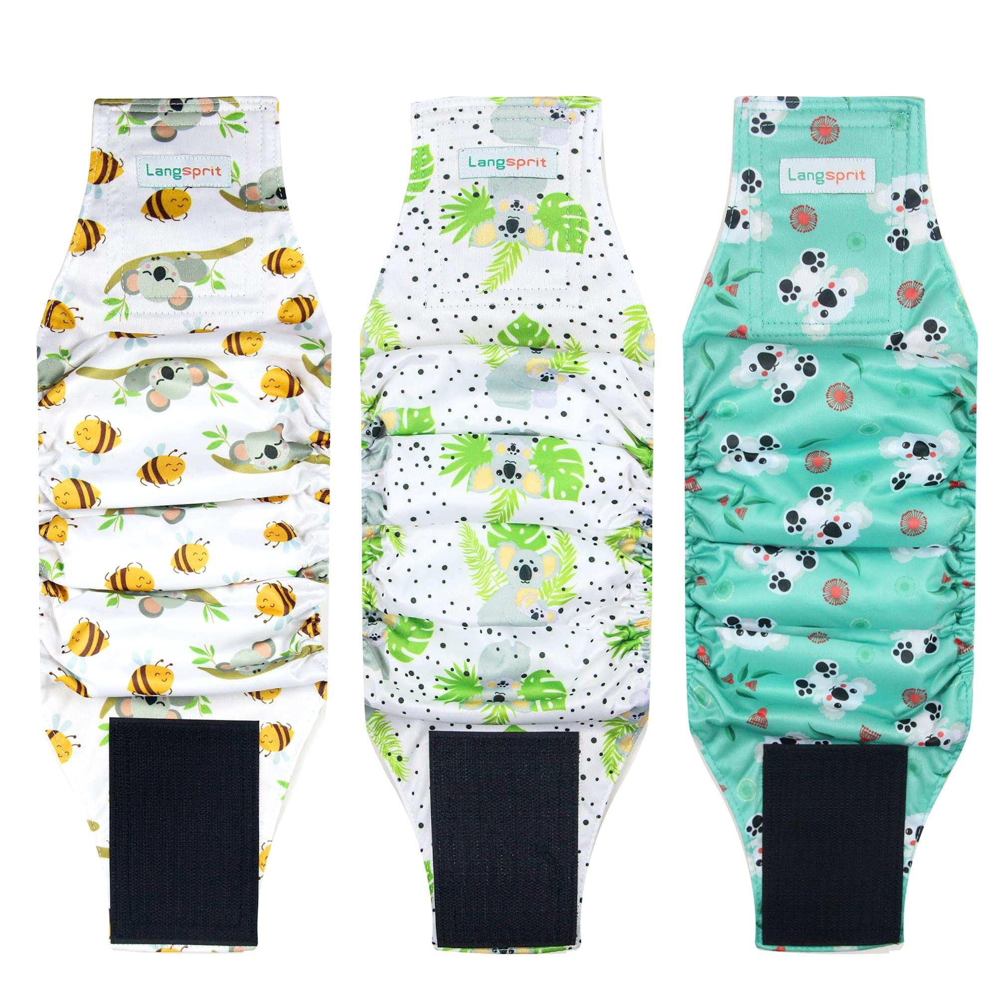 Langsprit Male Belly Bands for Dogs (Pack of 3) - High Absorbing Dog ...