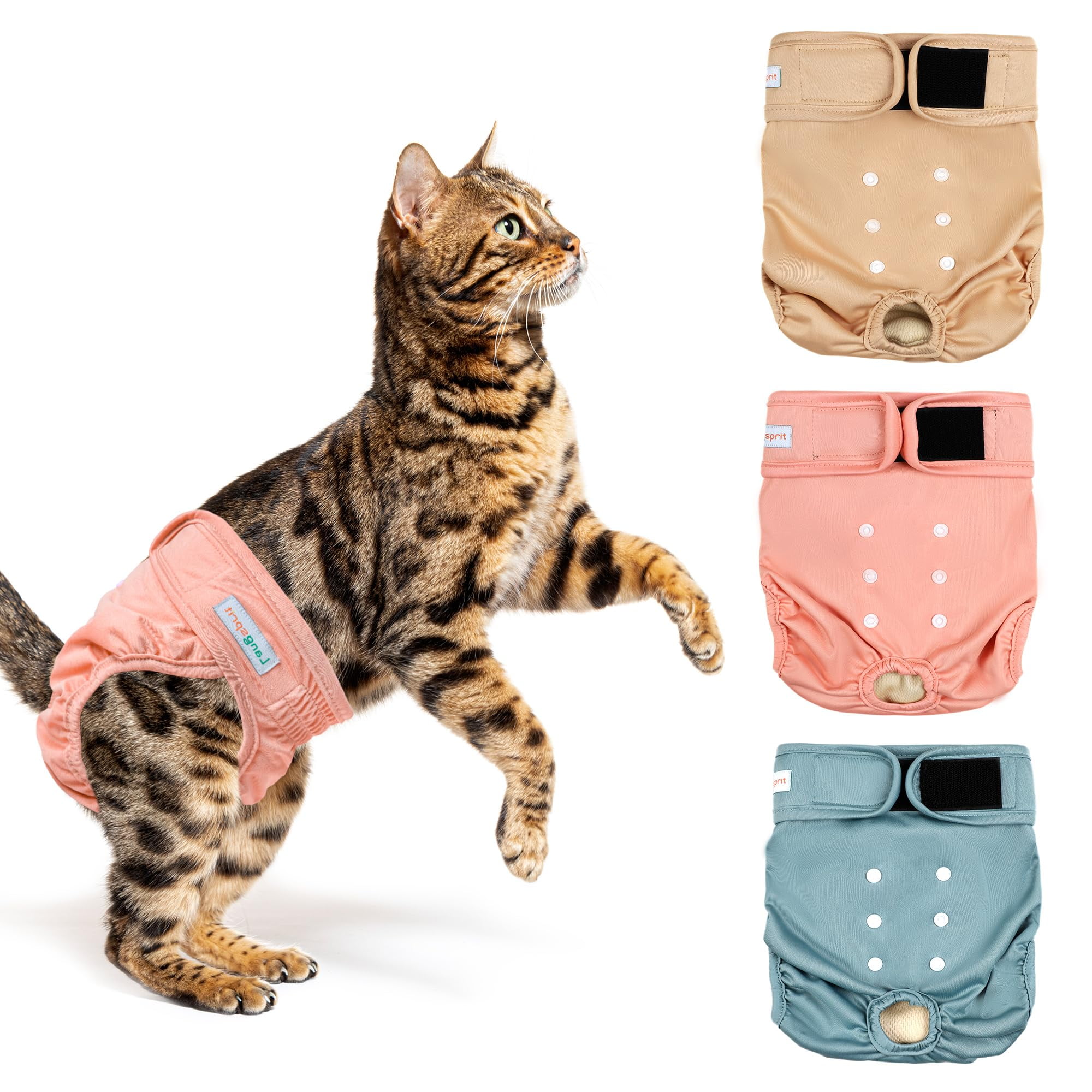 Langsprit Reusable Cat Diapers for HYZ01 Female and Male Cats,Washable ...