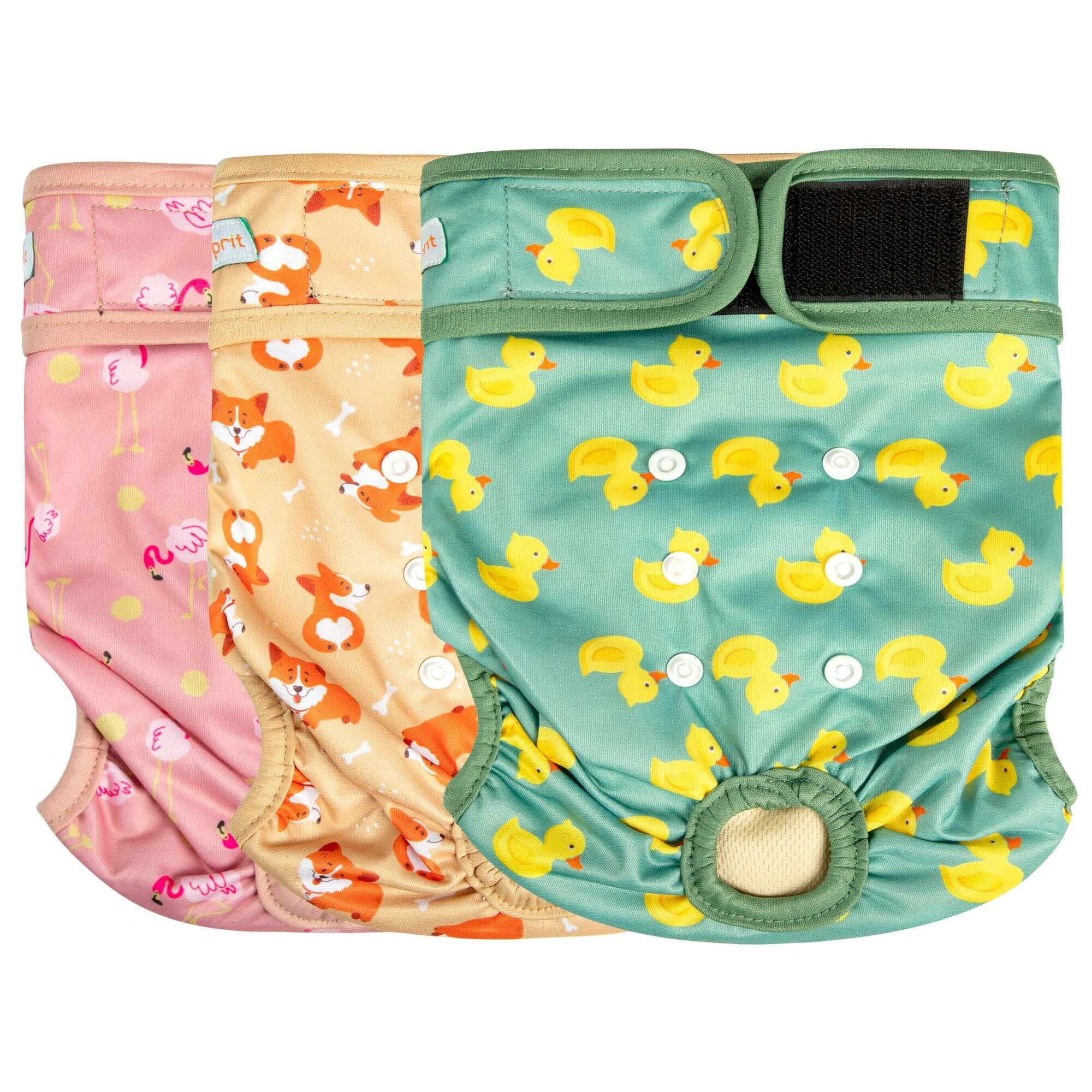 Langsprit Washable Female Dog Diapers (3 Pack) - No Leak Reusable ...
