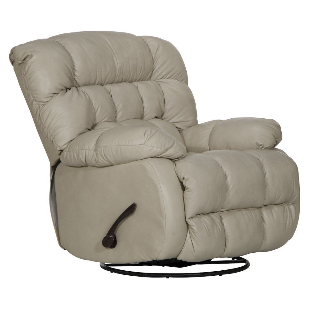 Langston Stylish Chair, Swivel Glider Recliner, Beige Top Grain Italian ...