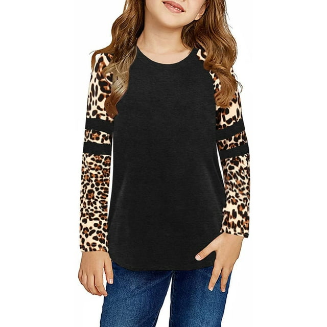 Langwyqu Girls Casual Long Sleeve Leopard Print T Shirts Children ...