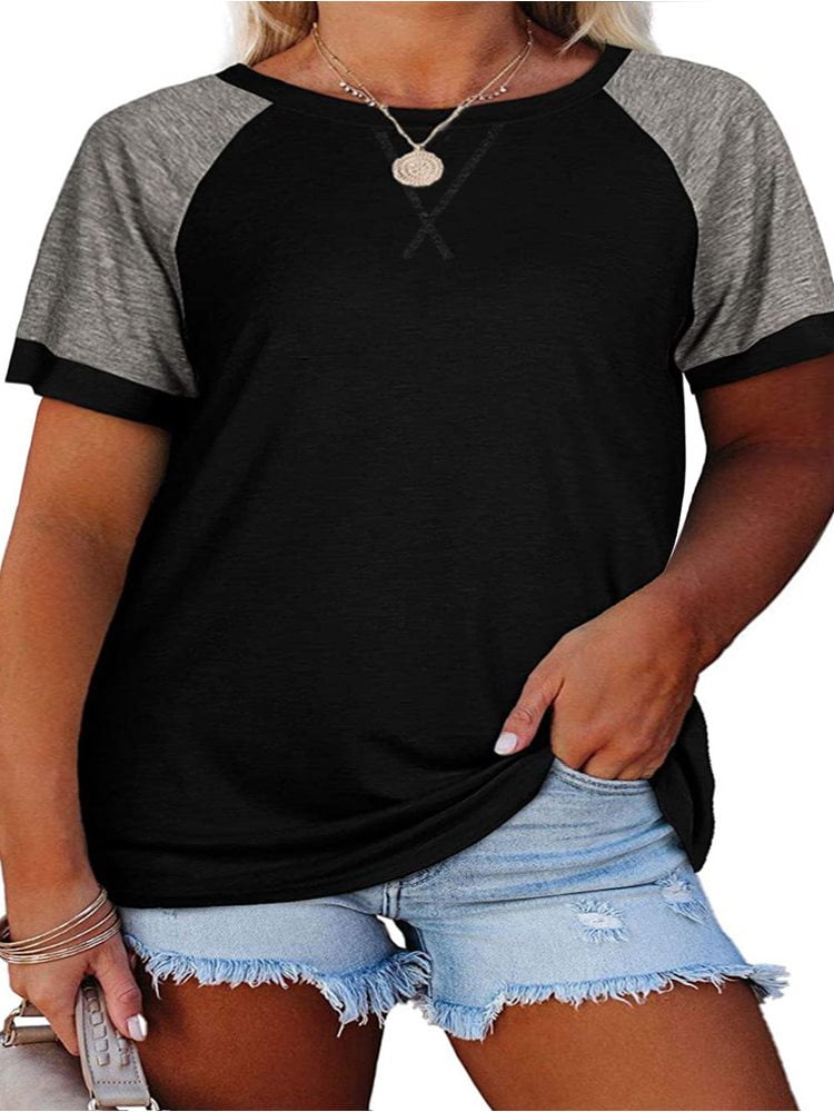 Langwyqu Plus Size L-5Xl Simple Short Sleeved Women T Shirt - Walmart.com