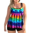 Langwyqu Sleeveless Tie Dye Printing Plus Size Women 2 Piece Swimsuit