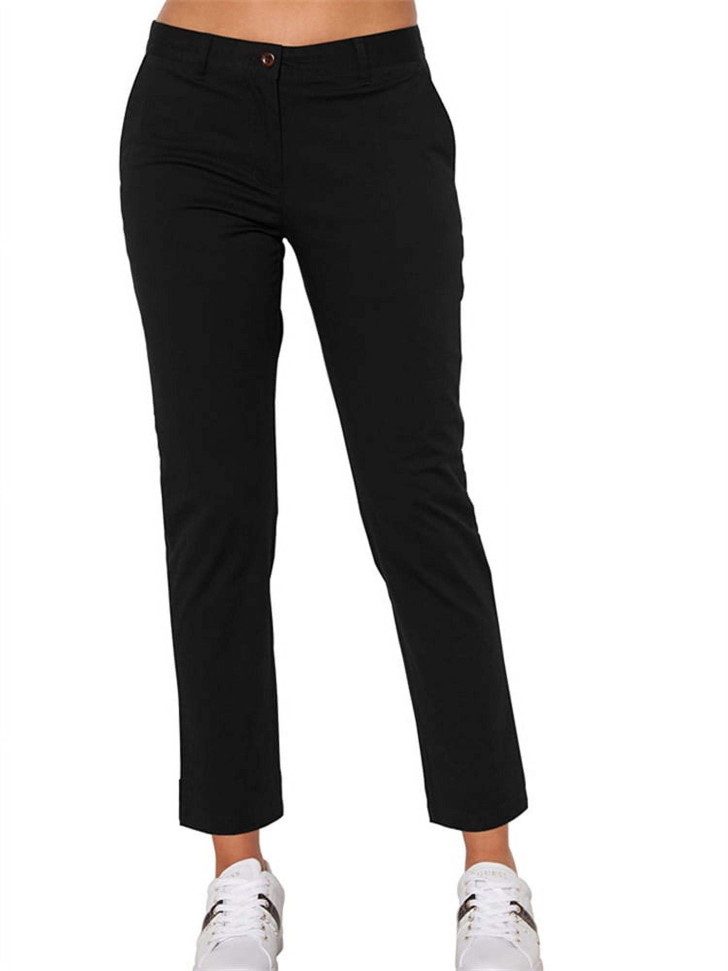 Langwyqu Women Low Rise Cropped Chino Work Pants Office Lady Trousers ...