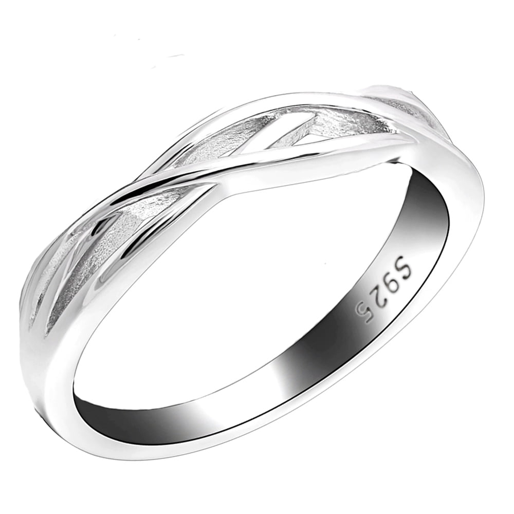 Lanie Wedding Bridal Band Ring Sterling Silver Womens Mens Ginger Lyne Collection - 8 - Walmart.com